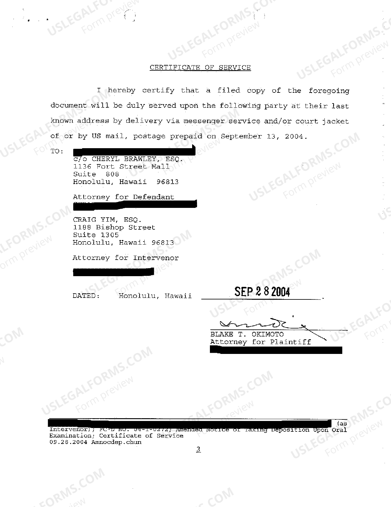 Hawaii First Amended Notice of Taking Deposition upon Oral Examination ...
