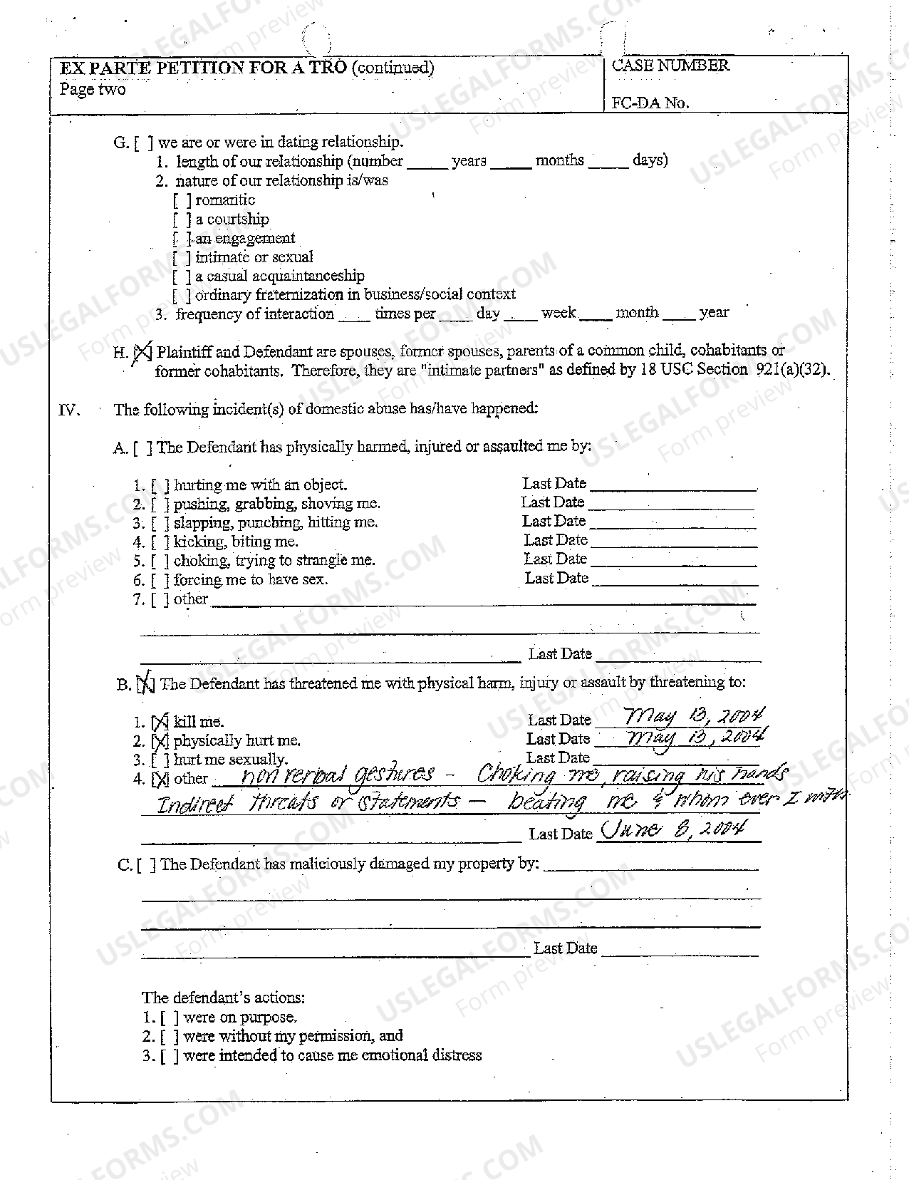 Hawaii Ex Parte Petition for a Temporary Restraining Order for ...