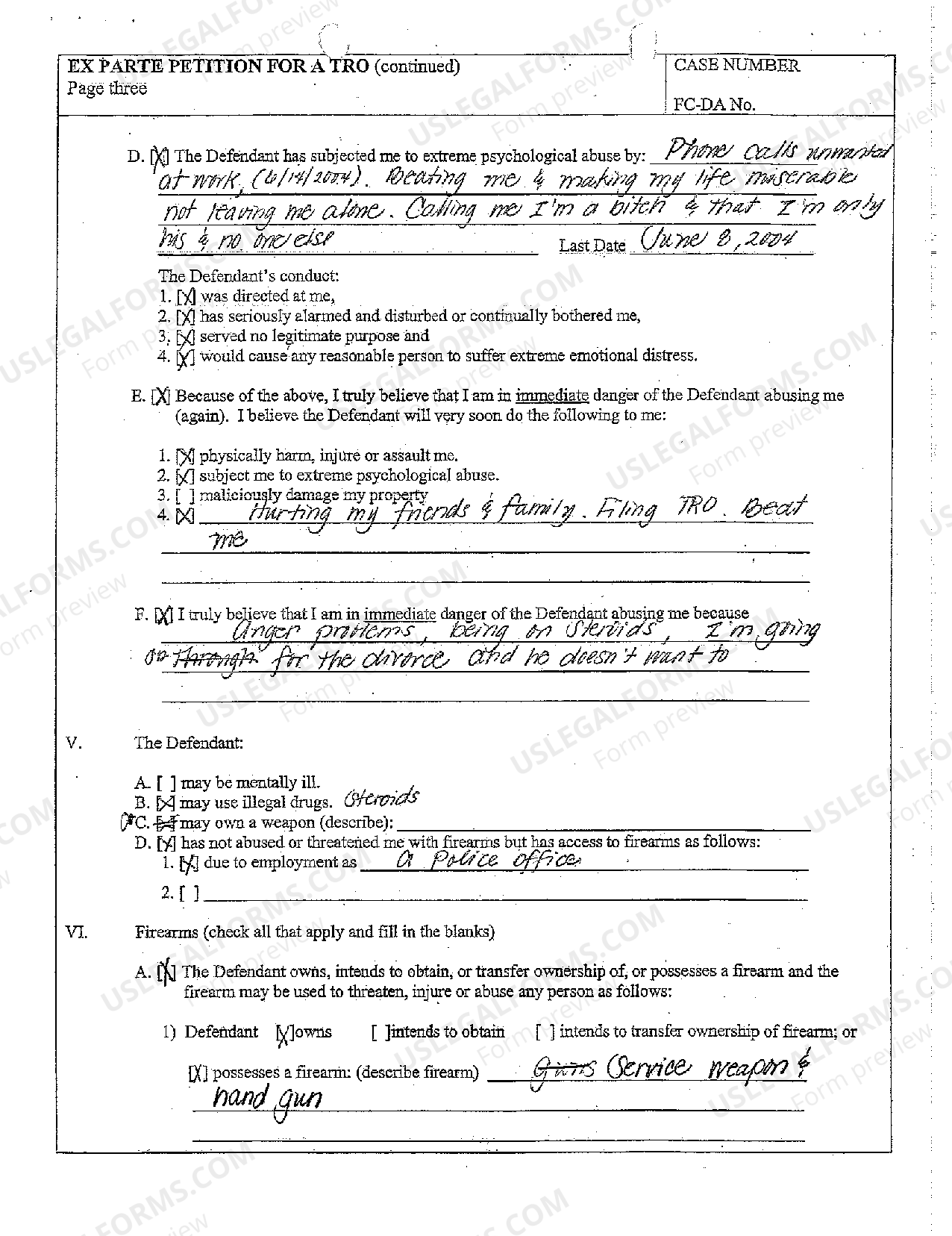 Hawaii Ex Parte Petition for a Temporary Restraining Order for ...