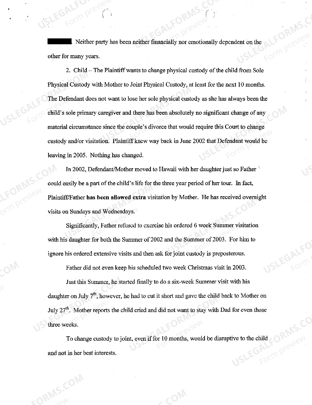 Hawaii Position Statement of Defendant - Position Statement Example ...