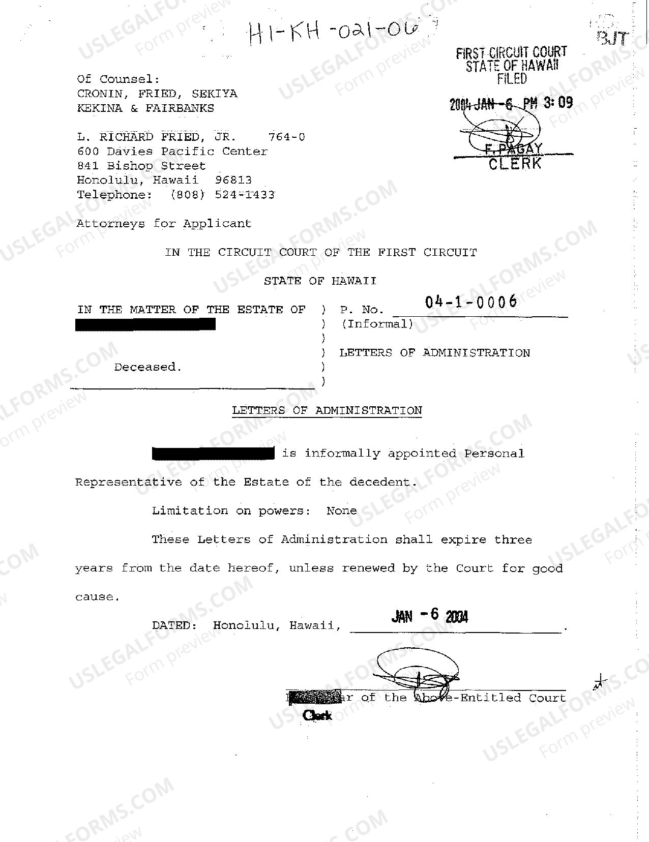 Hawaii Letters of Administration | US Legal Forms