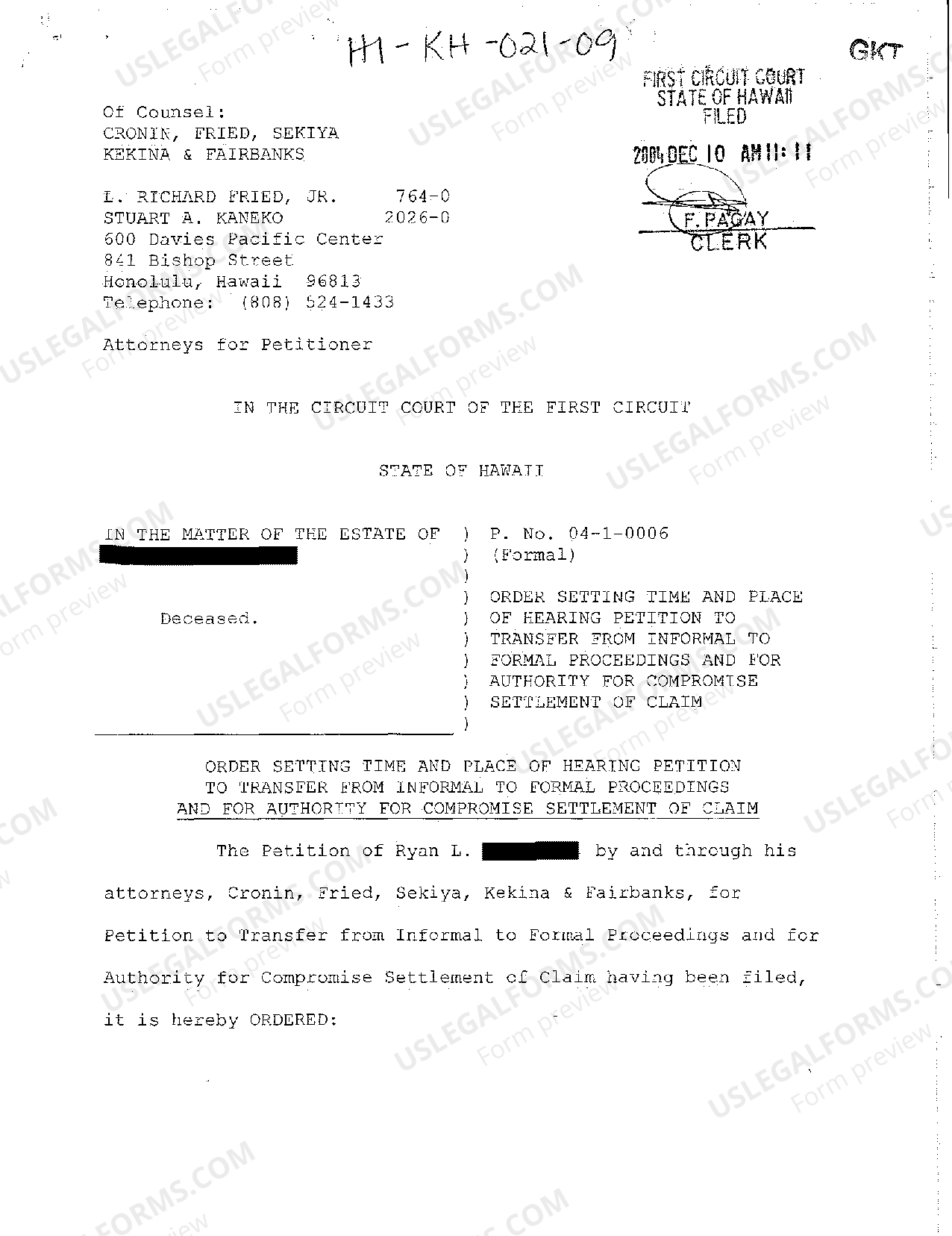 Hawaii Motion for Hearing | US Legal Forms