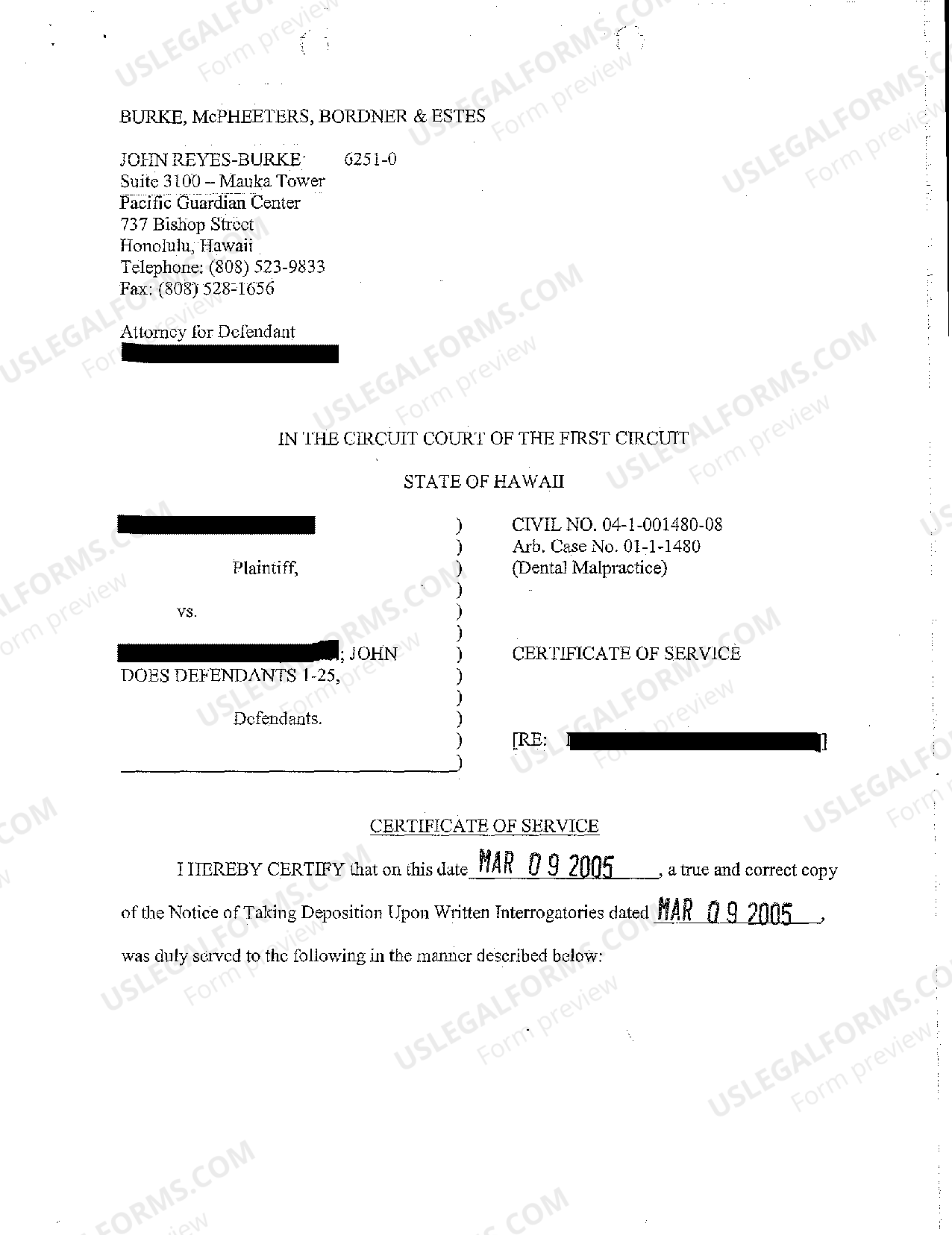 Hawaii Notice of Taking Depositions Upon Written Interrogatories | US ...