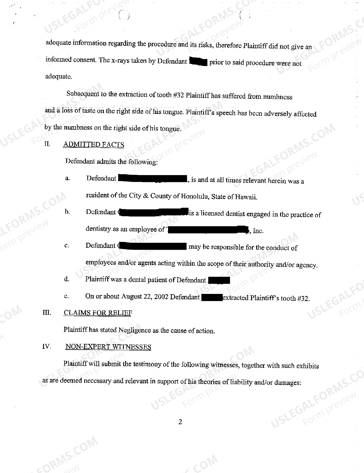 Hawaii Plaintiff's Pretrial Statement | US Legal Forms