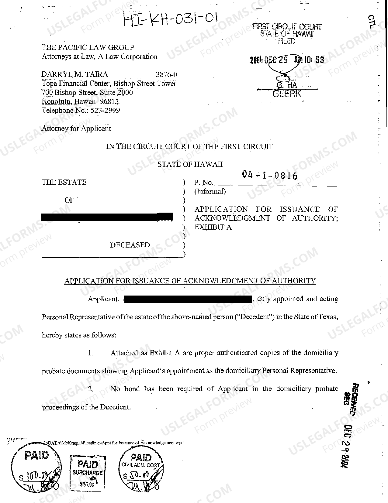 Acknowledgement Of Authority Hawaii Foreign Llc | US Legal Forms