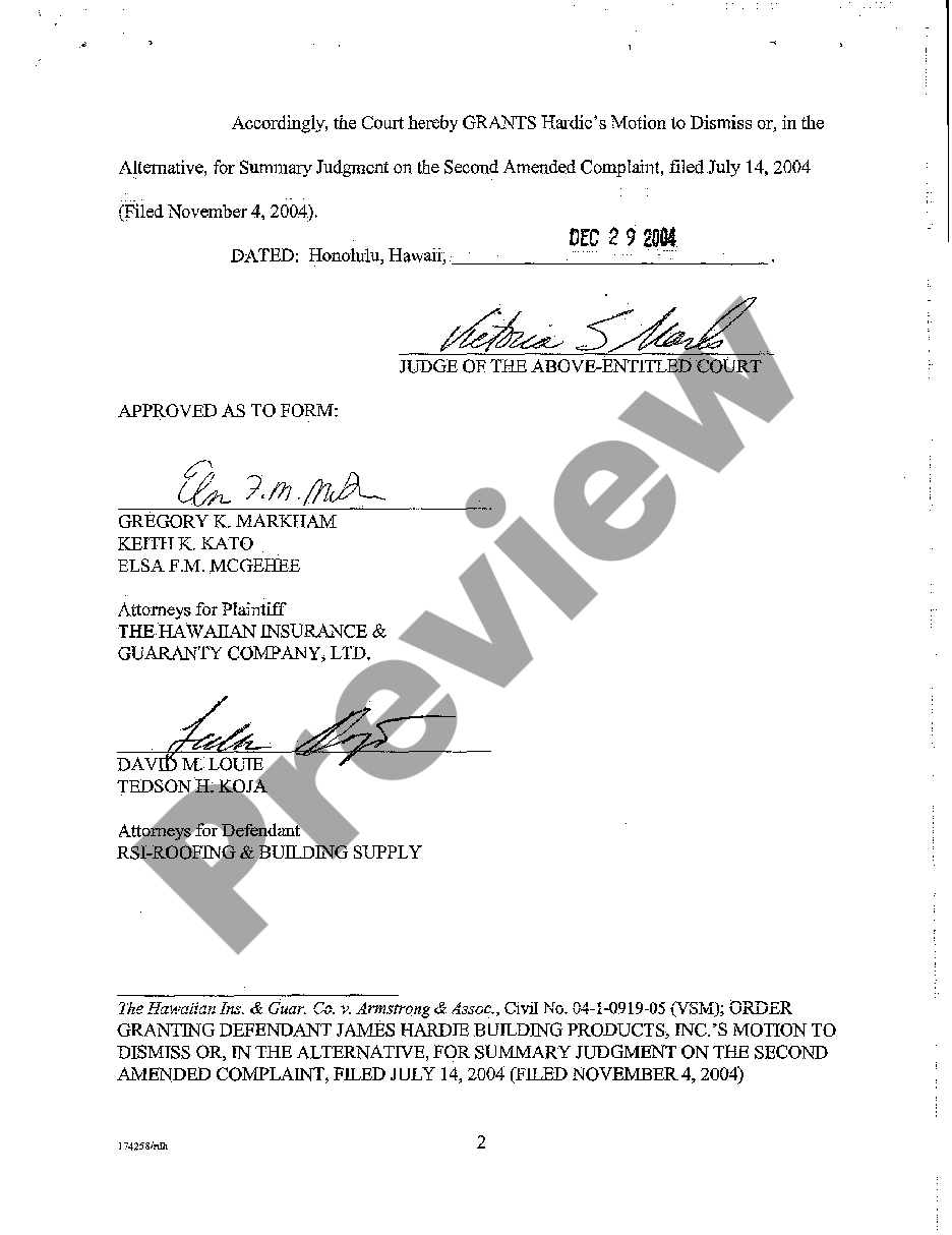 Hawaii Order Granting Defendant's Motion to Dismiss or, in the ... Hawaii Order Granting Defendant's Motion to Dismiss or, in the ...