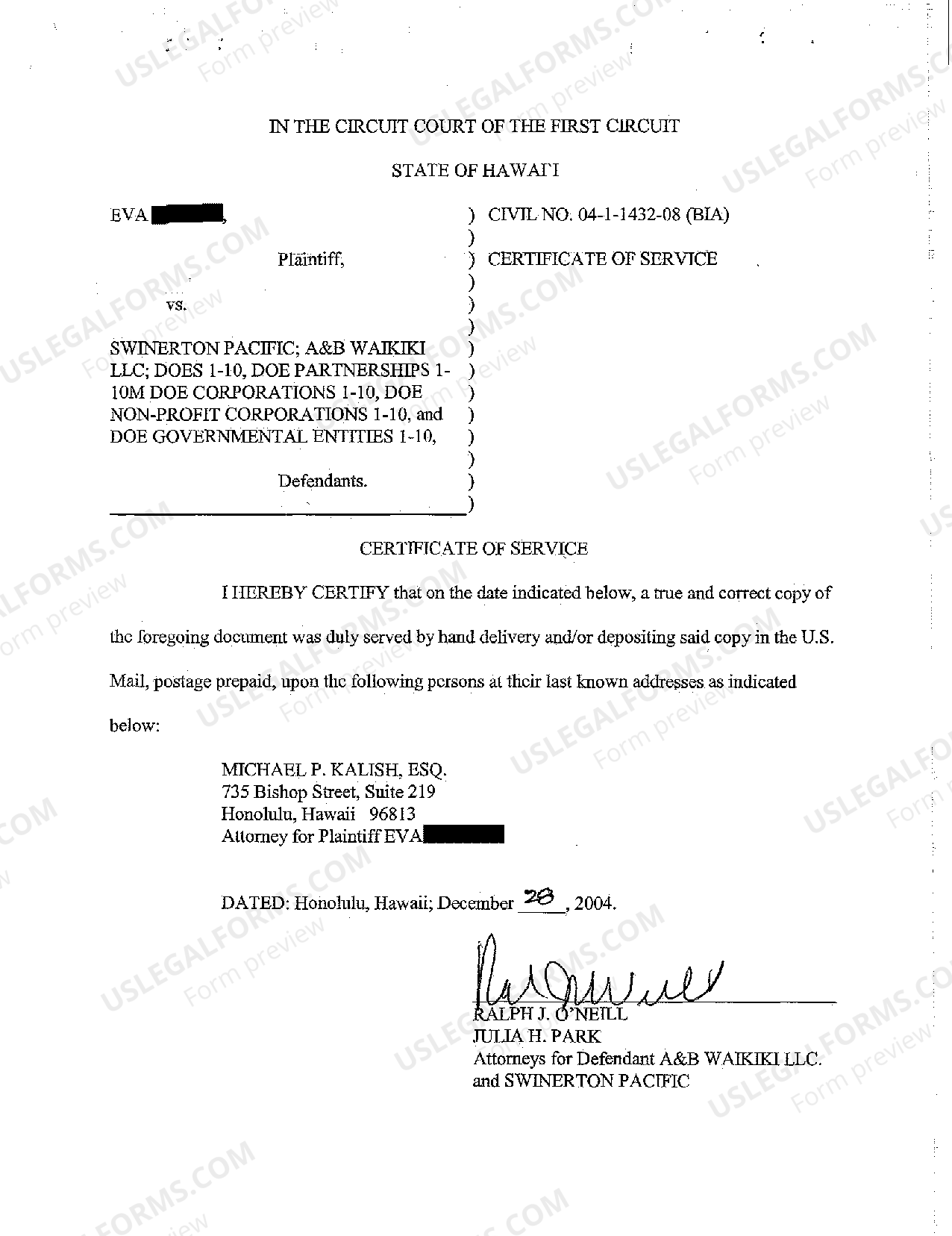 Hawaii Defendant's Statement of No Opposition to Motion to Withdraw as ...