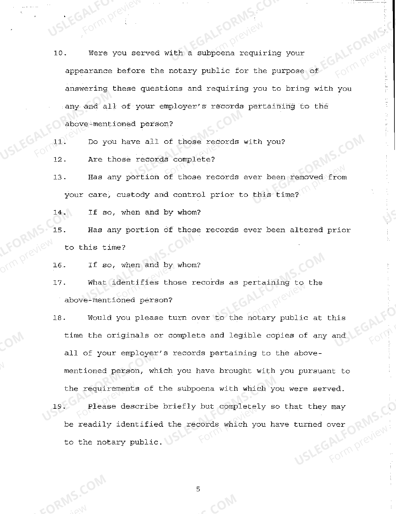 Hawaii Notice of Taking Deposition Upon Written Questions, Questions ...