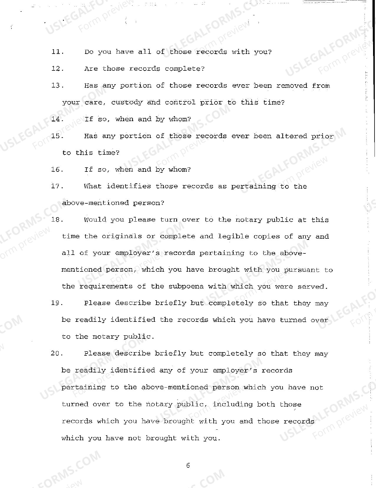 Hawaii Notice of Taking Deposition Upon Written Questions, Questions ...