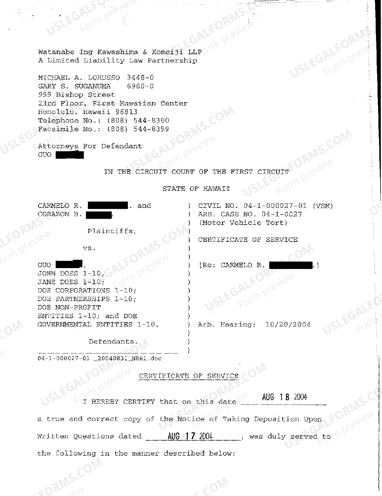 Deposition On Written Questions Form | US Legal Forms