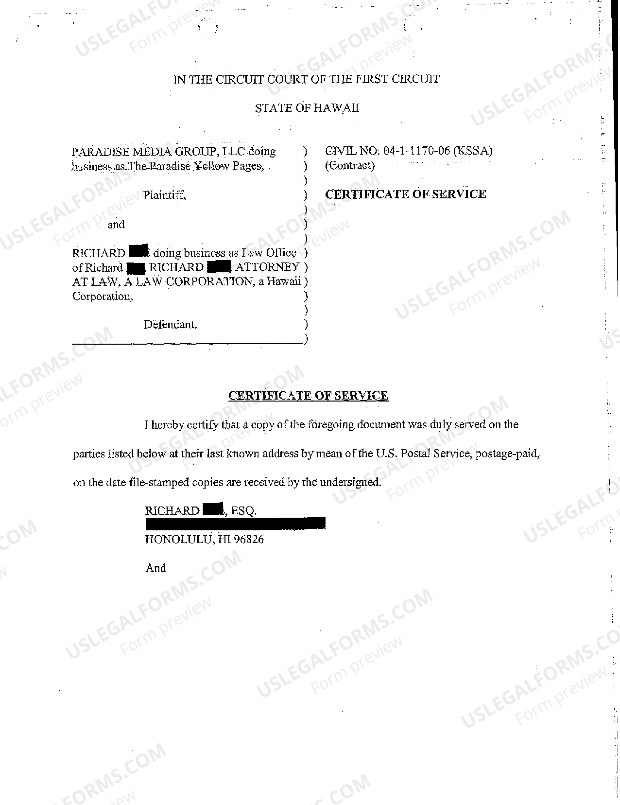 Hawaii Notice of Withdrawal of Plaintiff's Motion for Summary Judgment Against Defendant ...