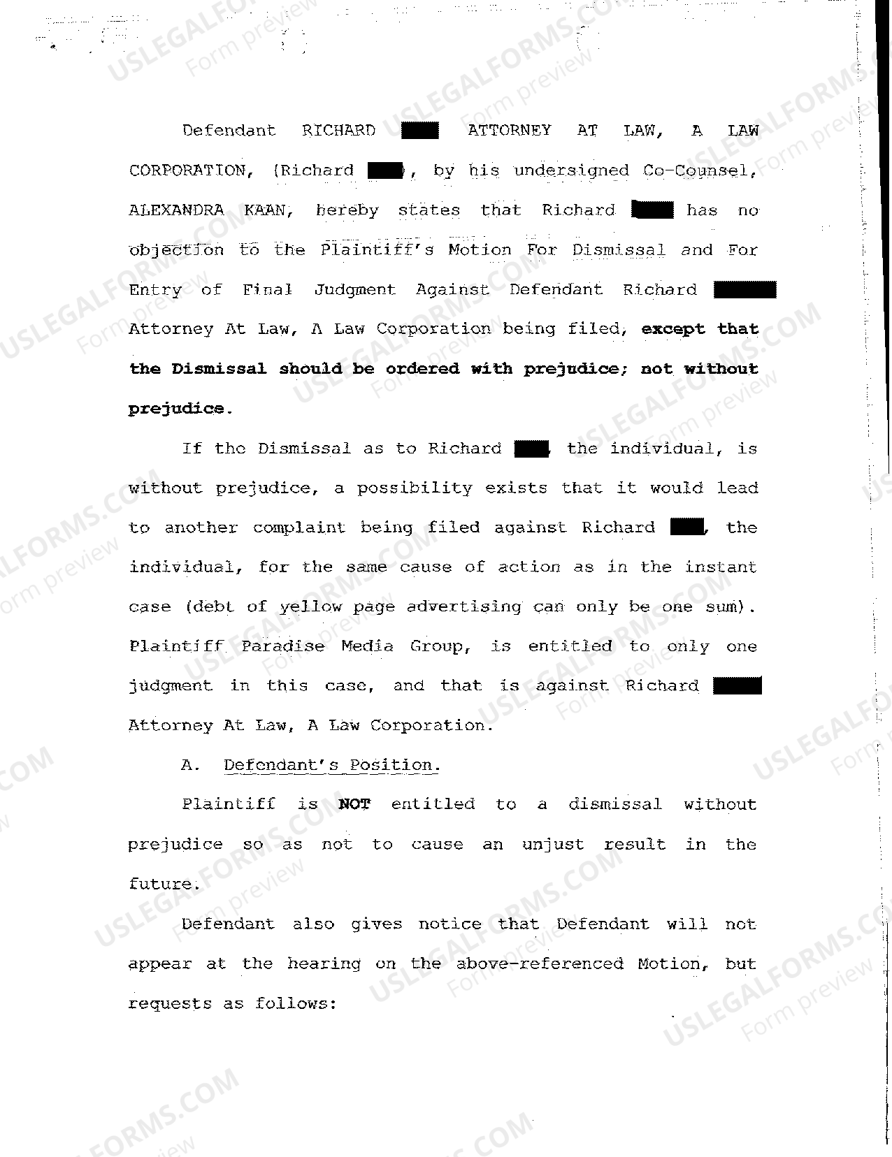 Hawaii Defendant's Statement of Position and Notice of Nonappearance on Plaintiff's Motion for ...