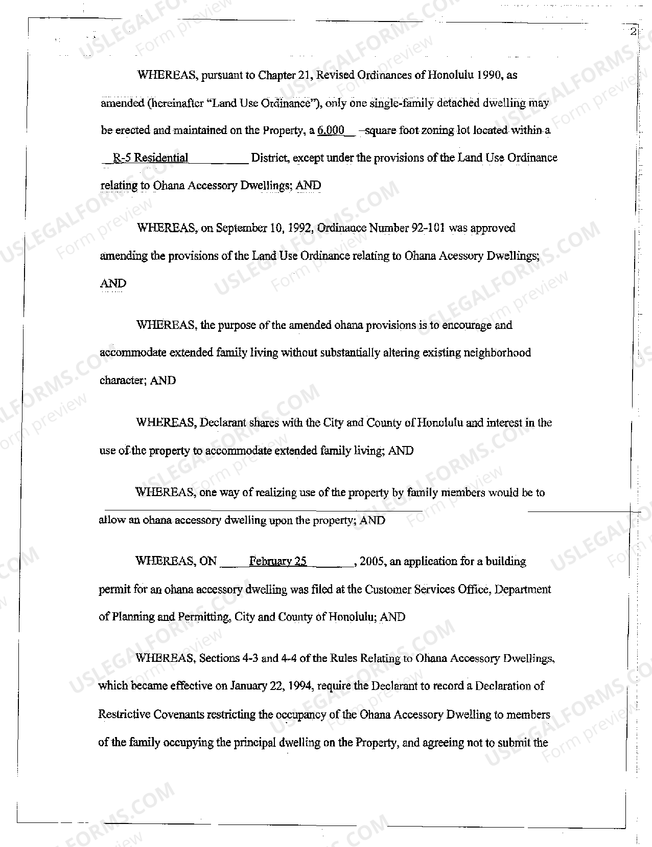 Hawaii Declaration of Restrictive Covenants - Hawaii Declaration Form ...