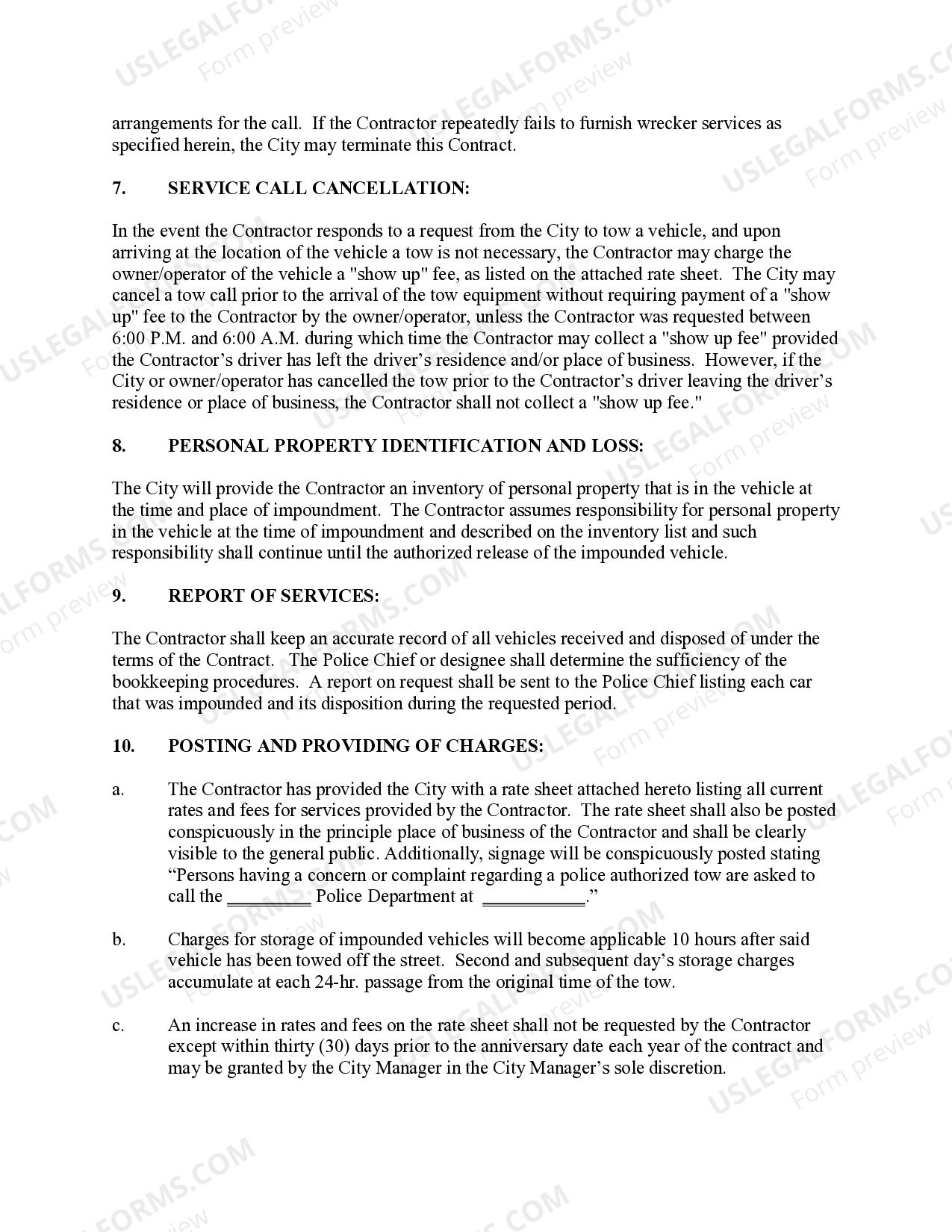 Iowa Towing Services Contract | US Legal Forms