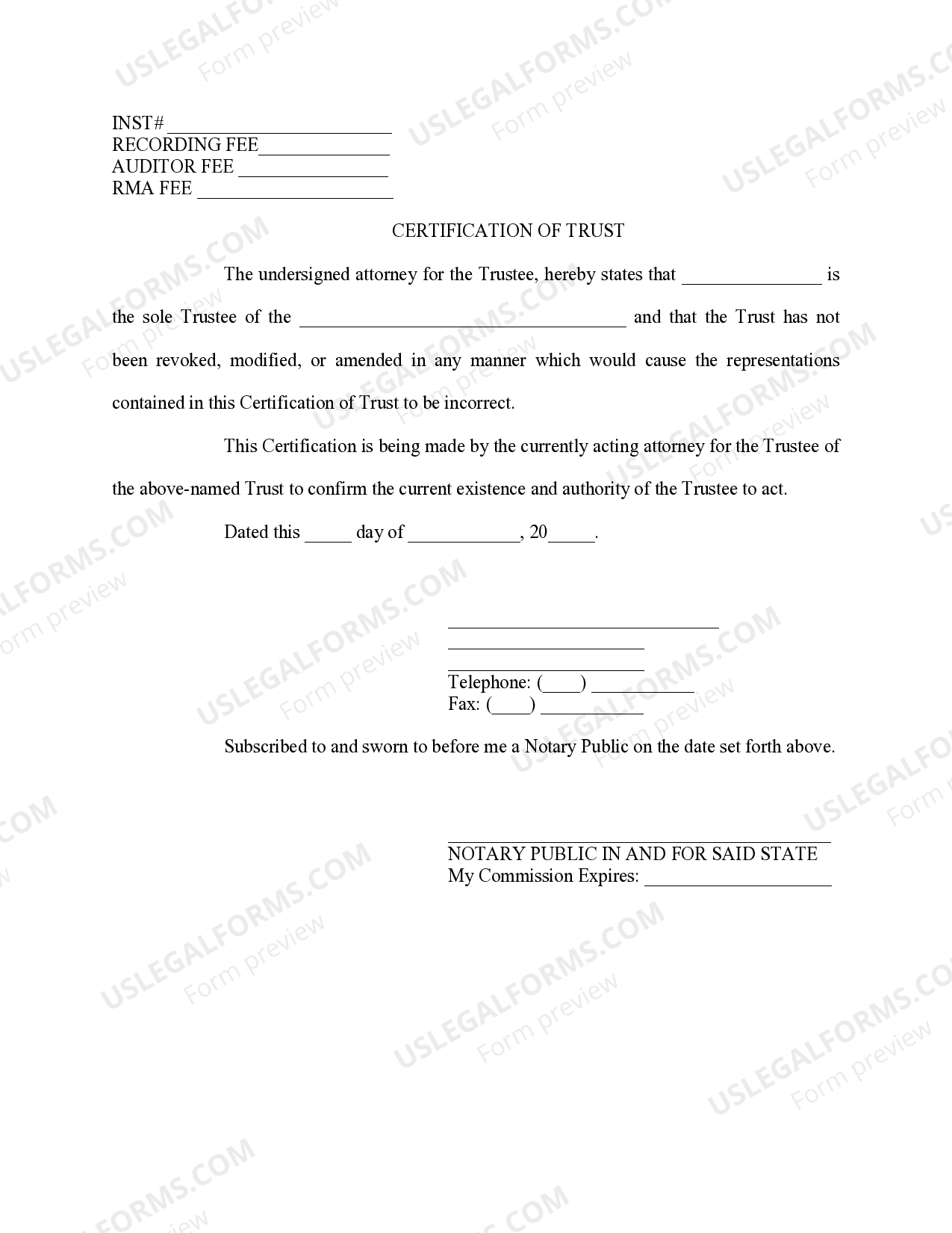 Iowa Certification of Trust | US Legal Forms