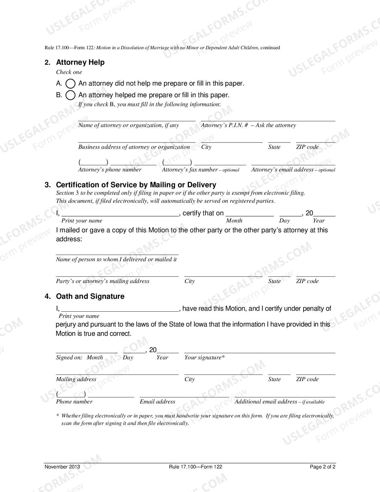 Iowa Motion in a Dissolution of Marriage | US Legal Forms