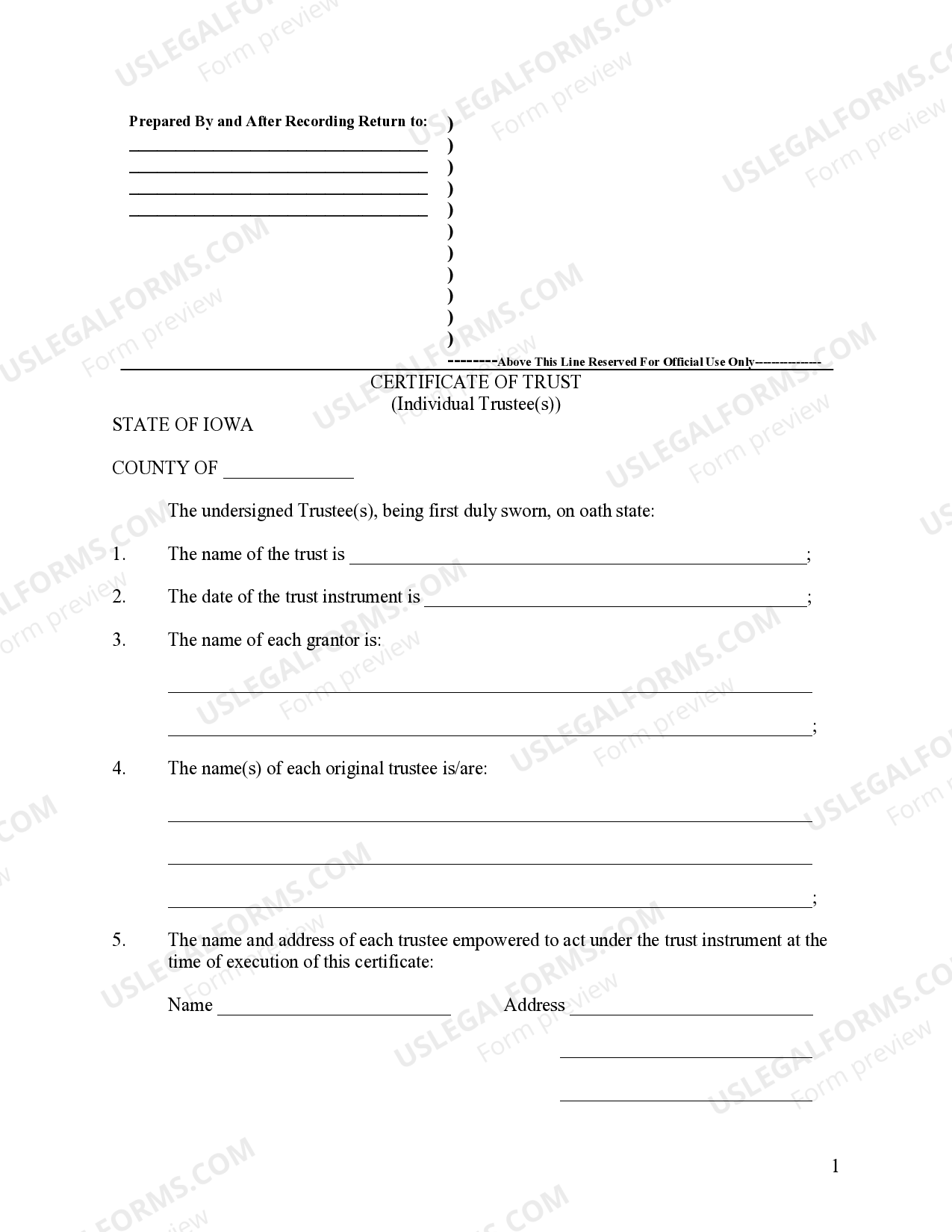 Iowa Certification Of Trust Form | US Legal Forms