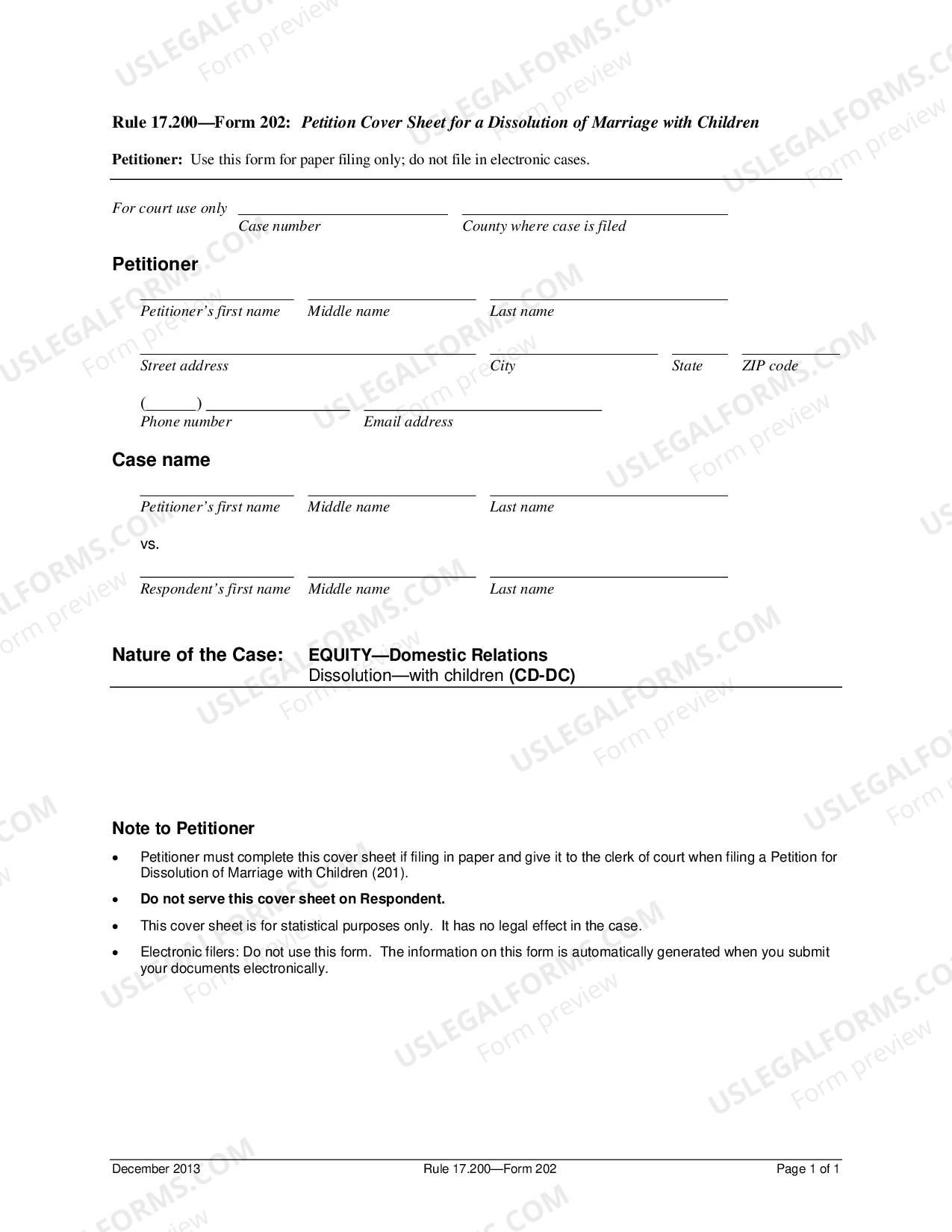 Iowa Civil Petition Cover Sheet | US Legal Forms