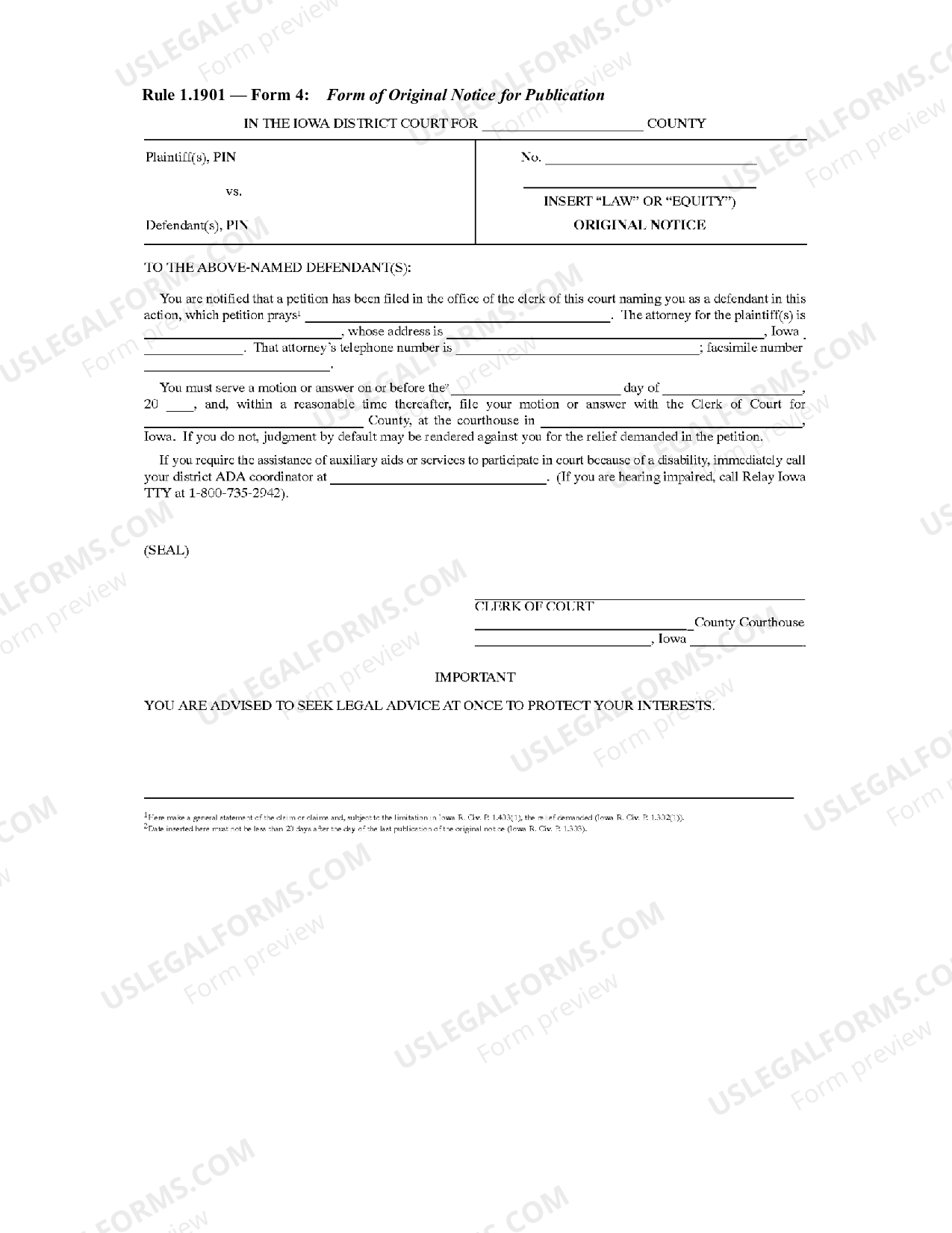 Iowa Notice for Publication | US Legal Forms
