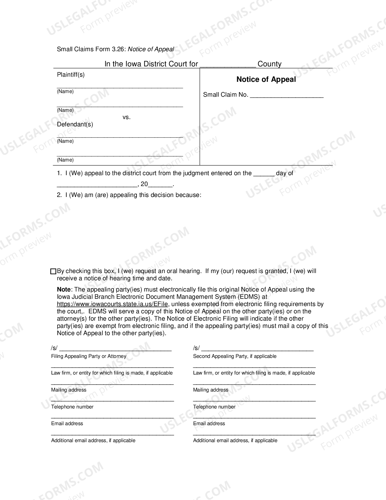 Iowa Notice of Appeal | US Legal Forms