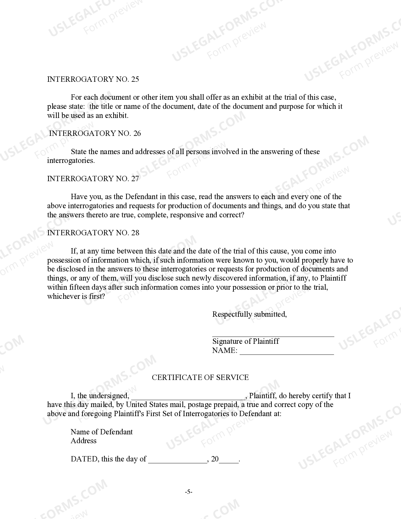 Idaho Discovery Interrogatories from Plaintiff to Defendant with ...