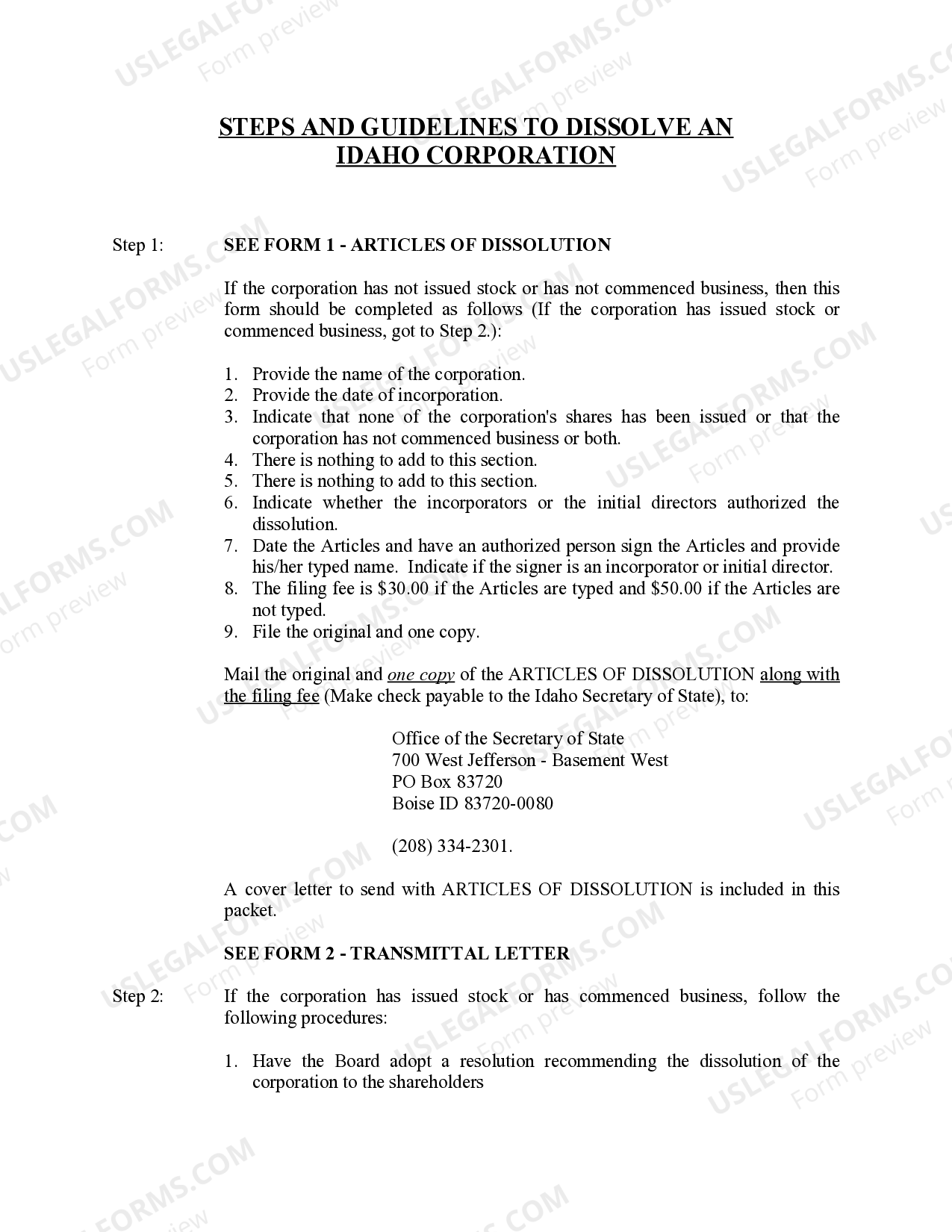 Idaho Dissolution Package to Dissolve Corporation - Dissolution ...