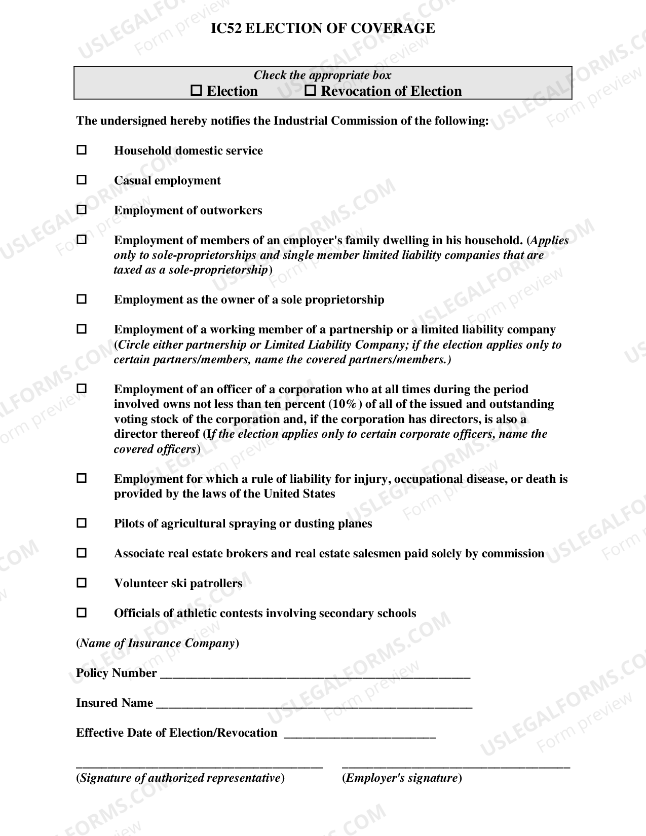 Idaho Election of Coverage | US Legal Forms