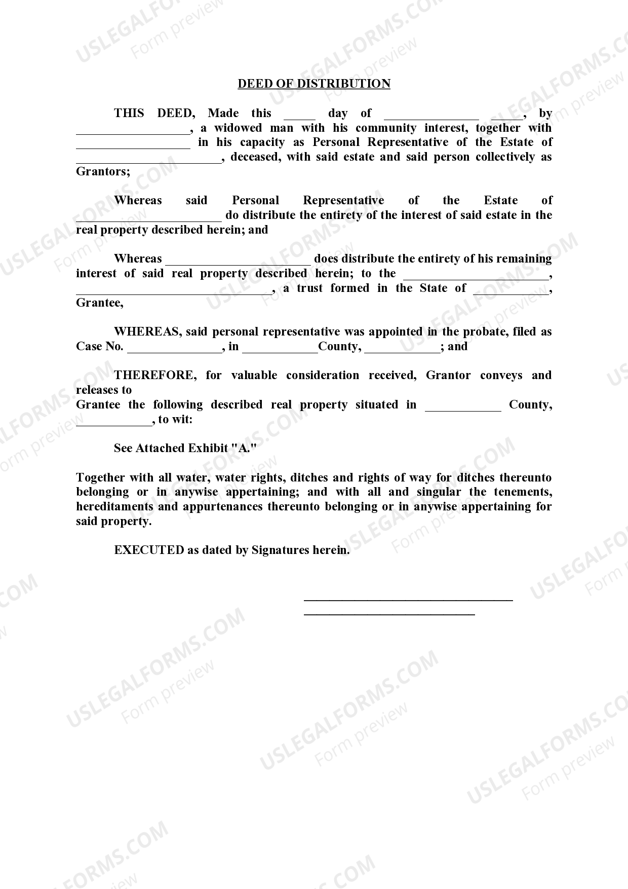 Idaho Deed of Distribution | US Legal Forms