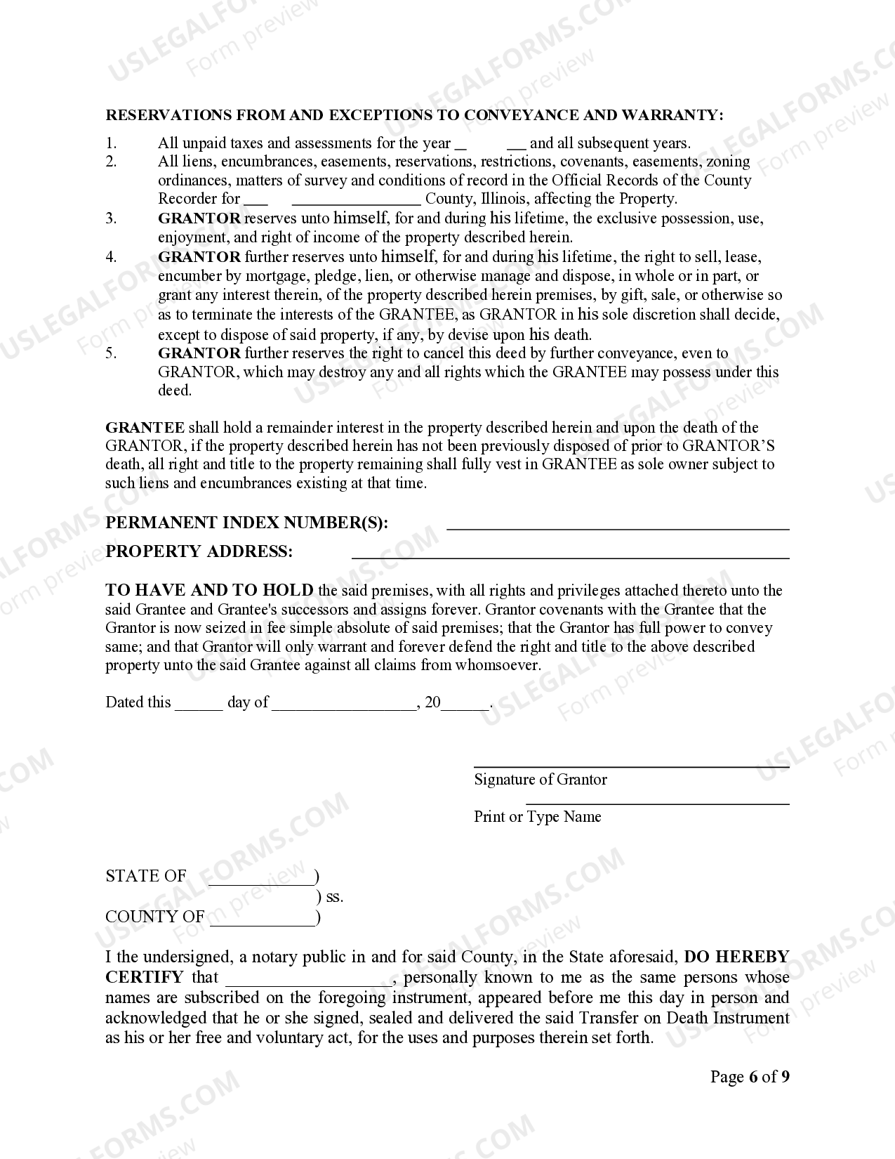 Illinois Lady Bird or Enhanced Life Estate Deed - Lady Bird Deed ...