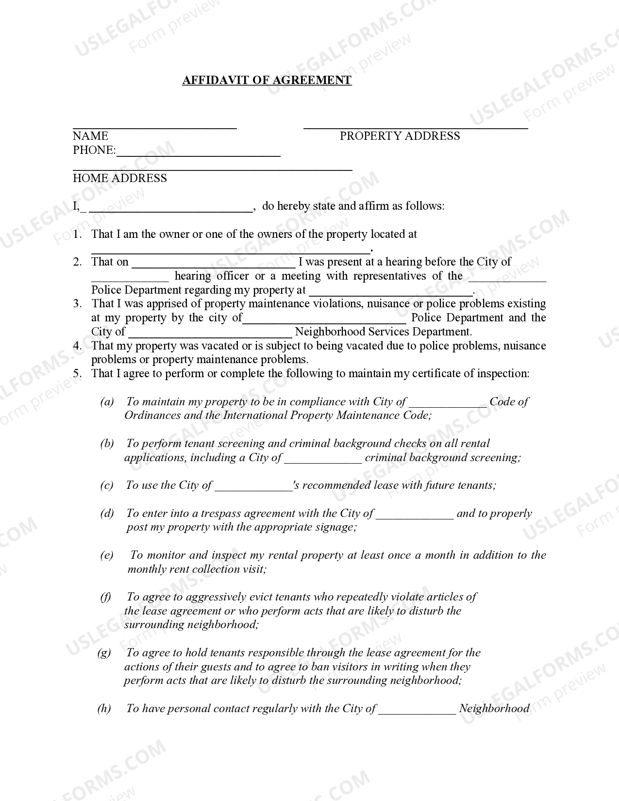 Illinois Affidavit of Agreement | US Legal Forms