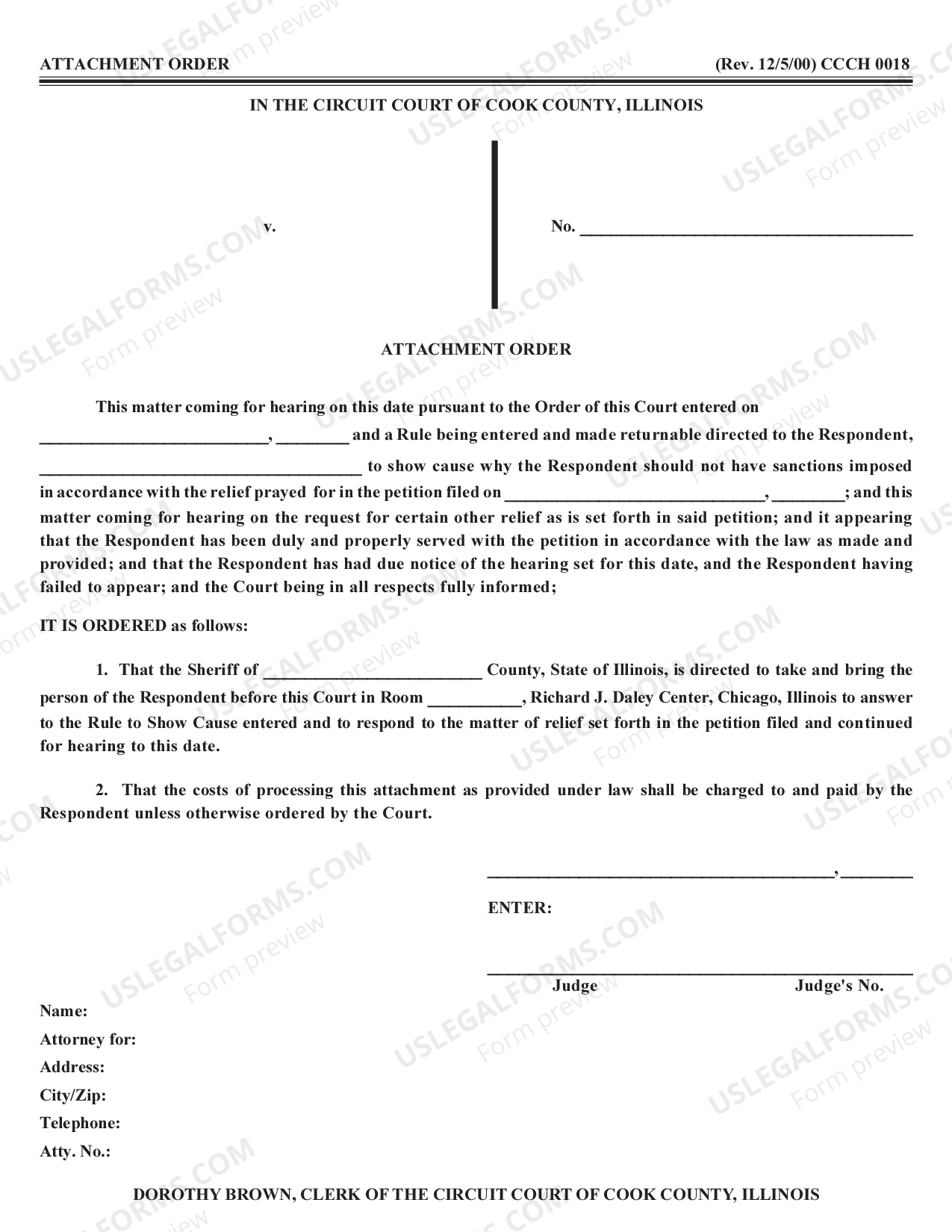 Illinois attachment Order | US Legal Forms