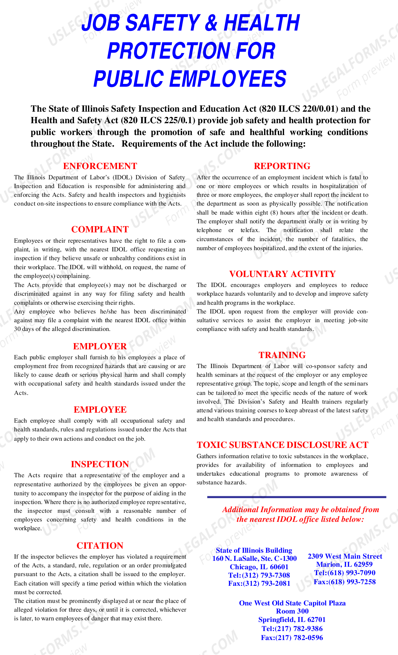 Illinois Job Safety and Health Protection for Public Employees Poster ...