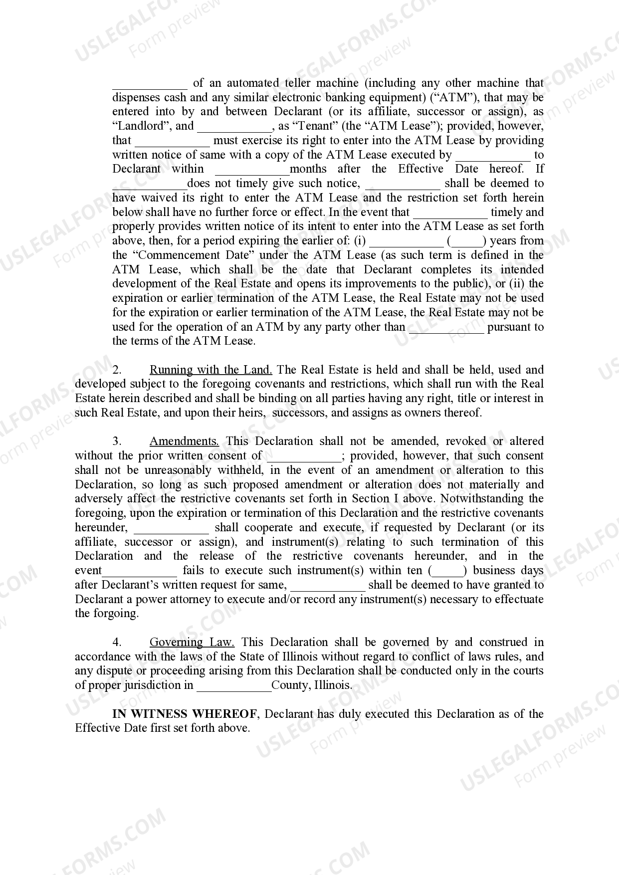 Illinois Declaration of Restrictive Covenants | US Legal Forms