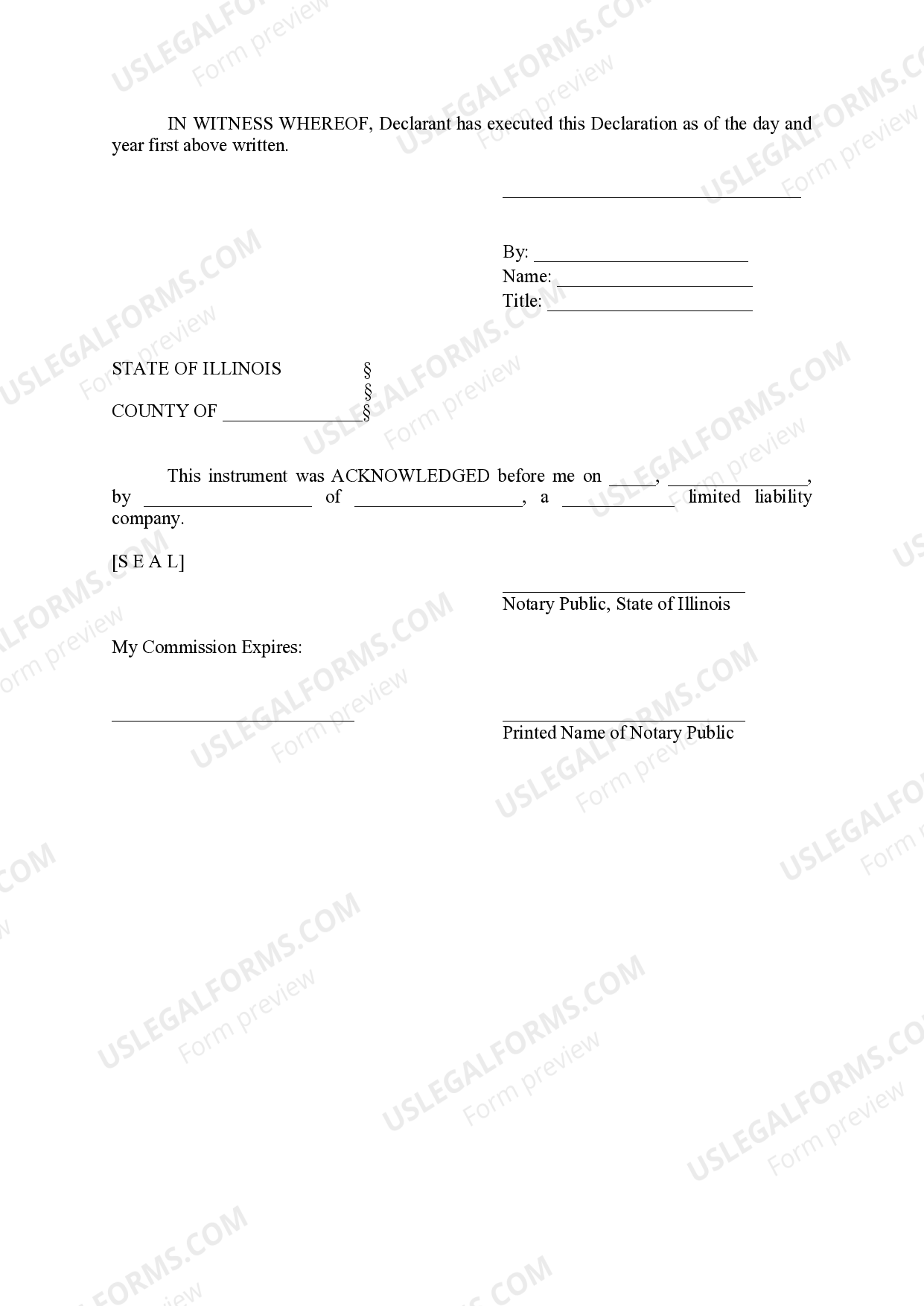 Illinois Declaration of Restrictive Covenants - Illinois Right | US ...
