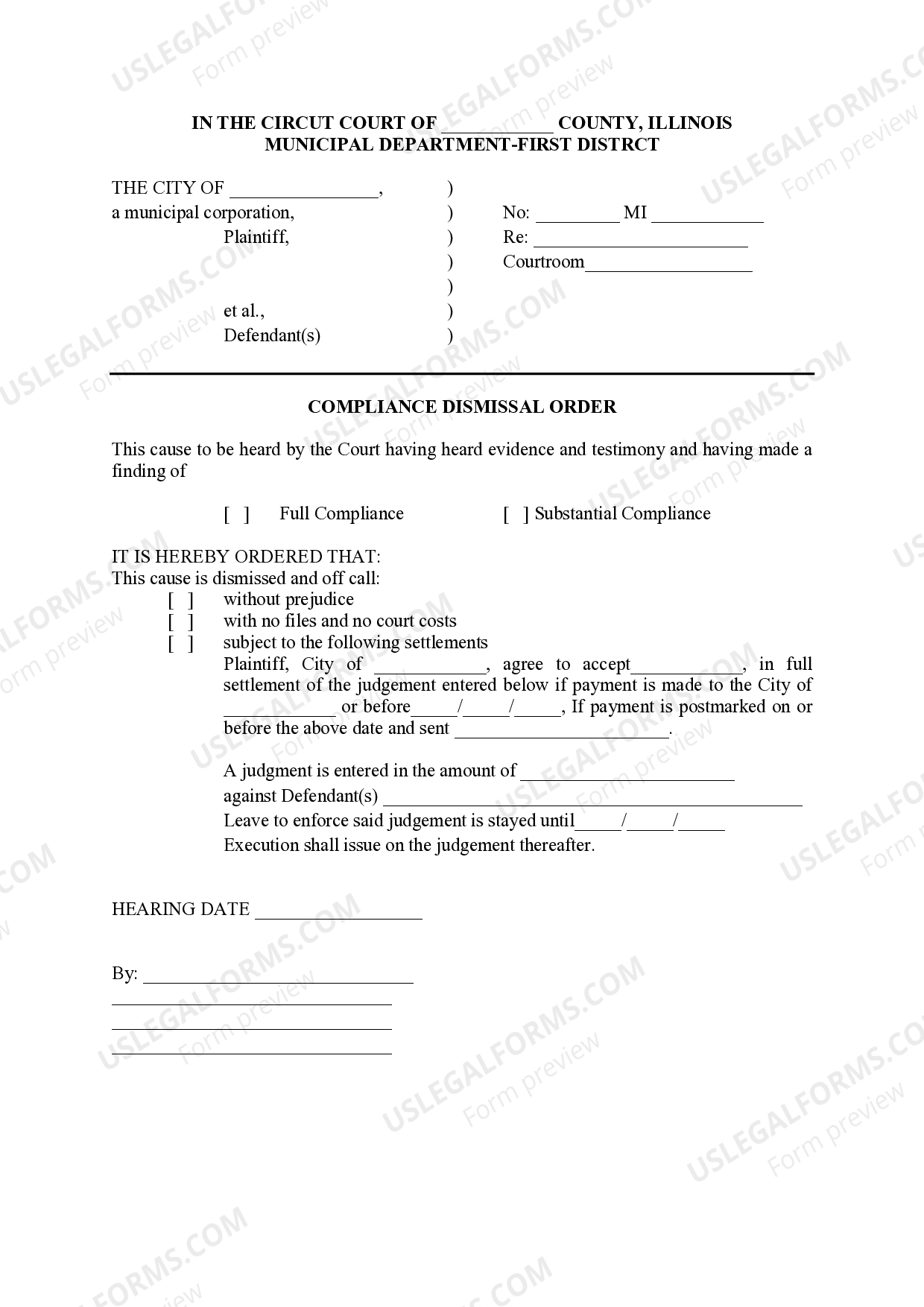 Illinois Compliance Dismissal Order | US Legal Forms