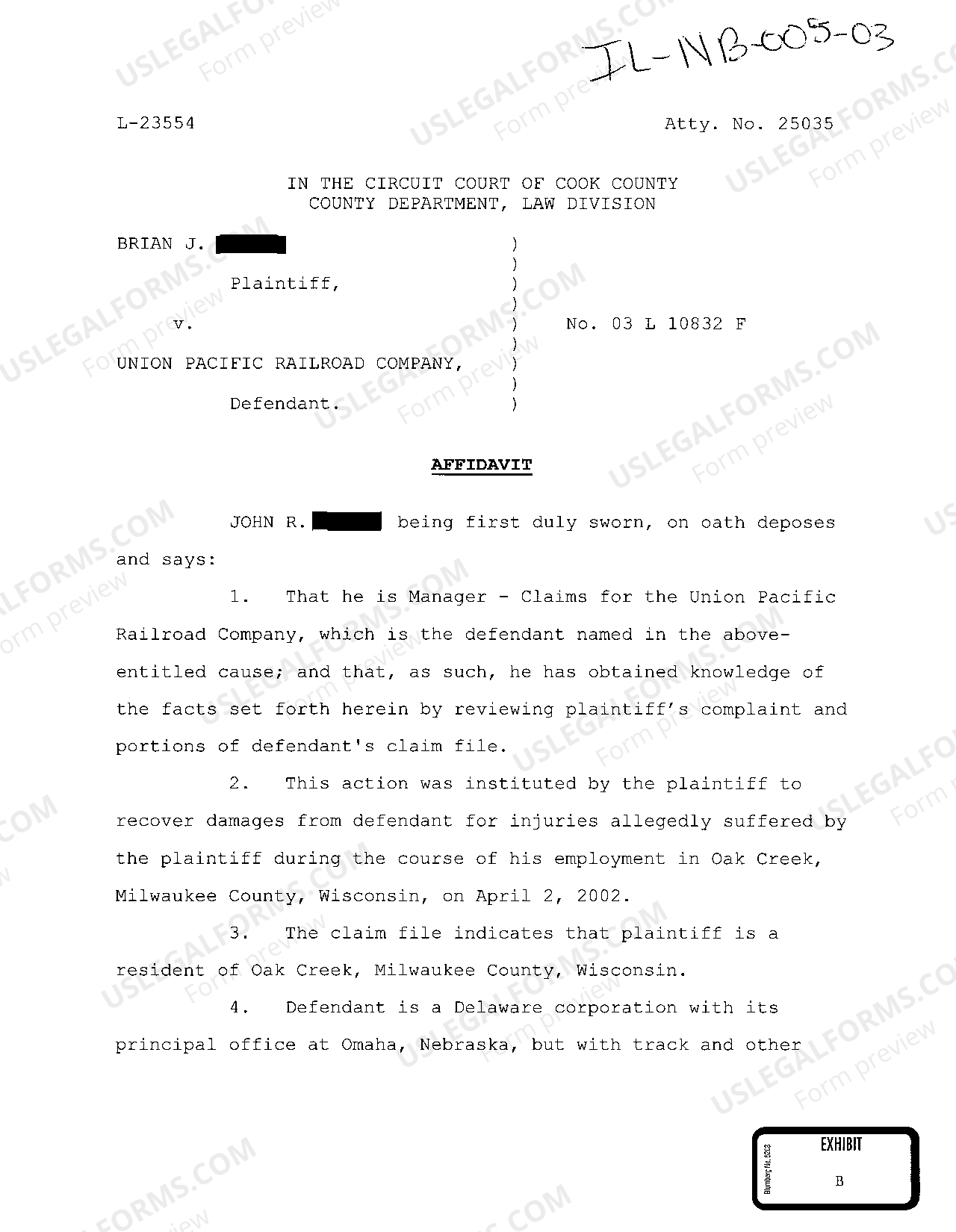 Illinois Affidavit of Defendant's Legal Counsel | US Legal Forms