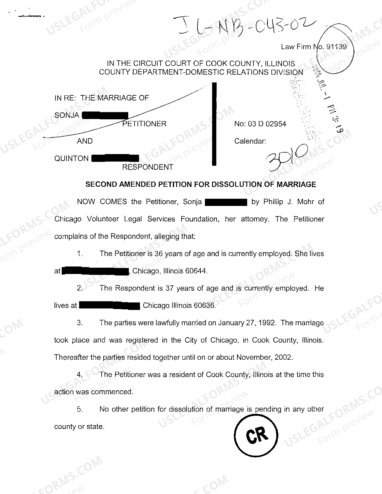 Illinois Second Amended Petition For Dissolution Of Marriage | US Legal ...