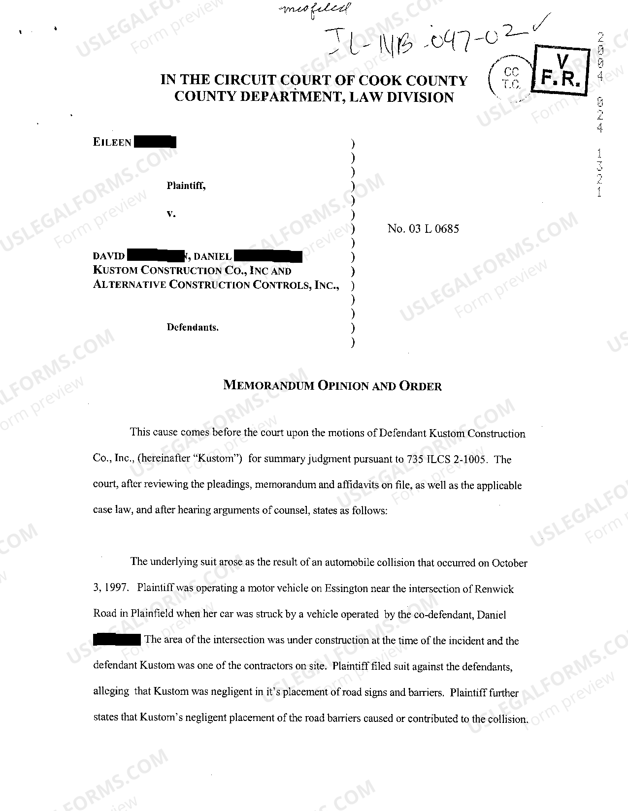 Illinois Memorandum Opinion And Order denying Motion for Summary ...