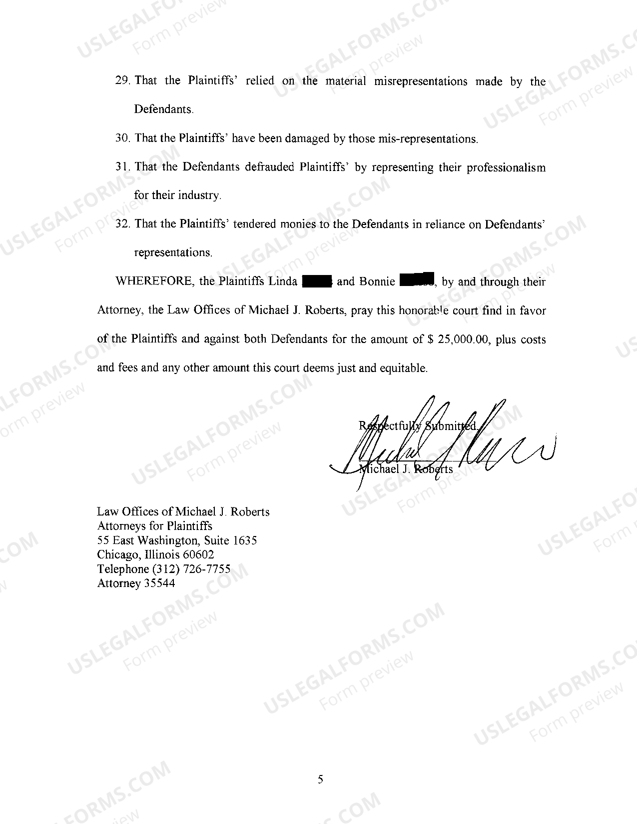 Illinois Verified Complaint alleging Quantum Meruit and Unjust ...