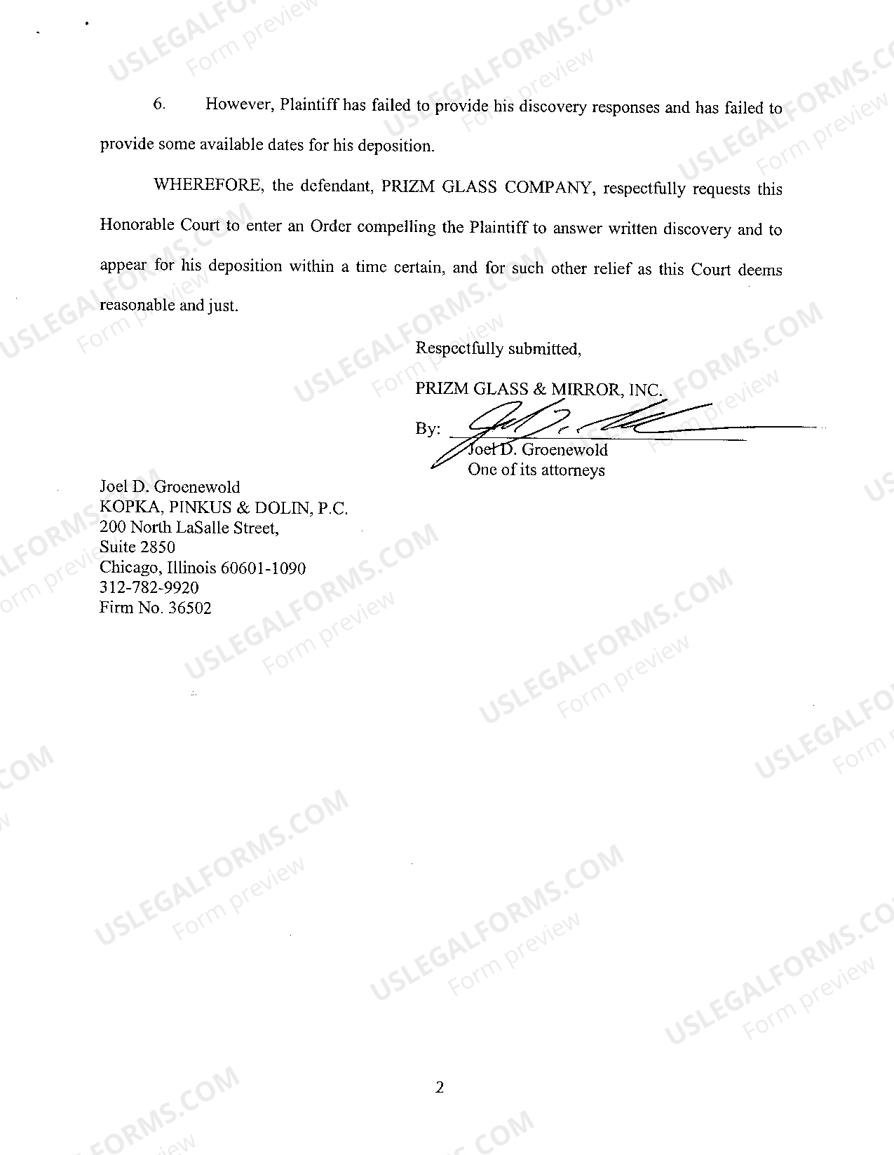 Illinois Motion to Compel - 201k Letter | US Legal Forms