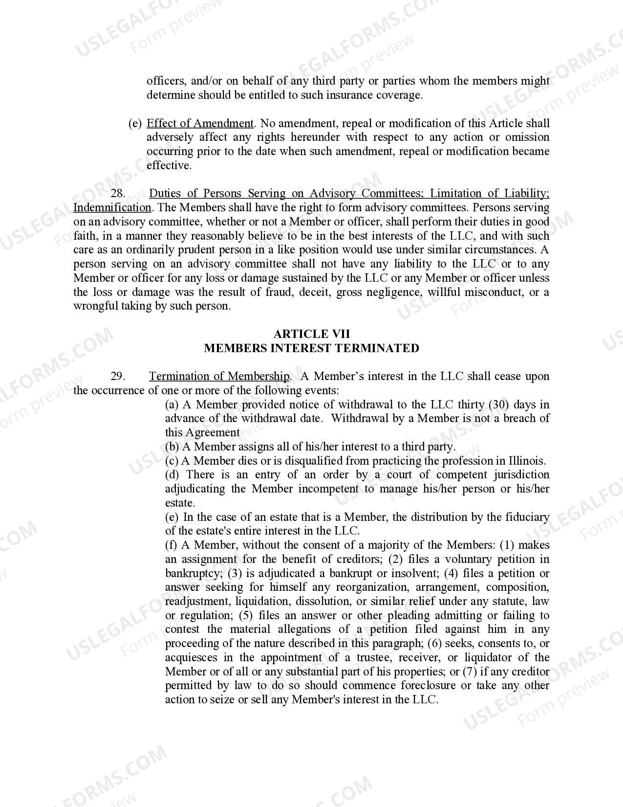 Illinois Sample Operating Agreement for Professional Limited Liability ...