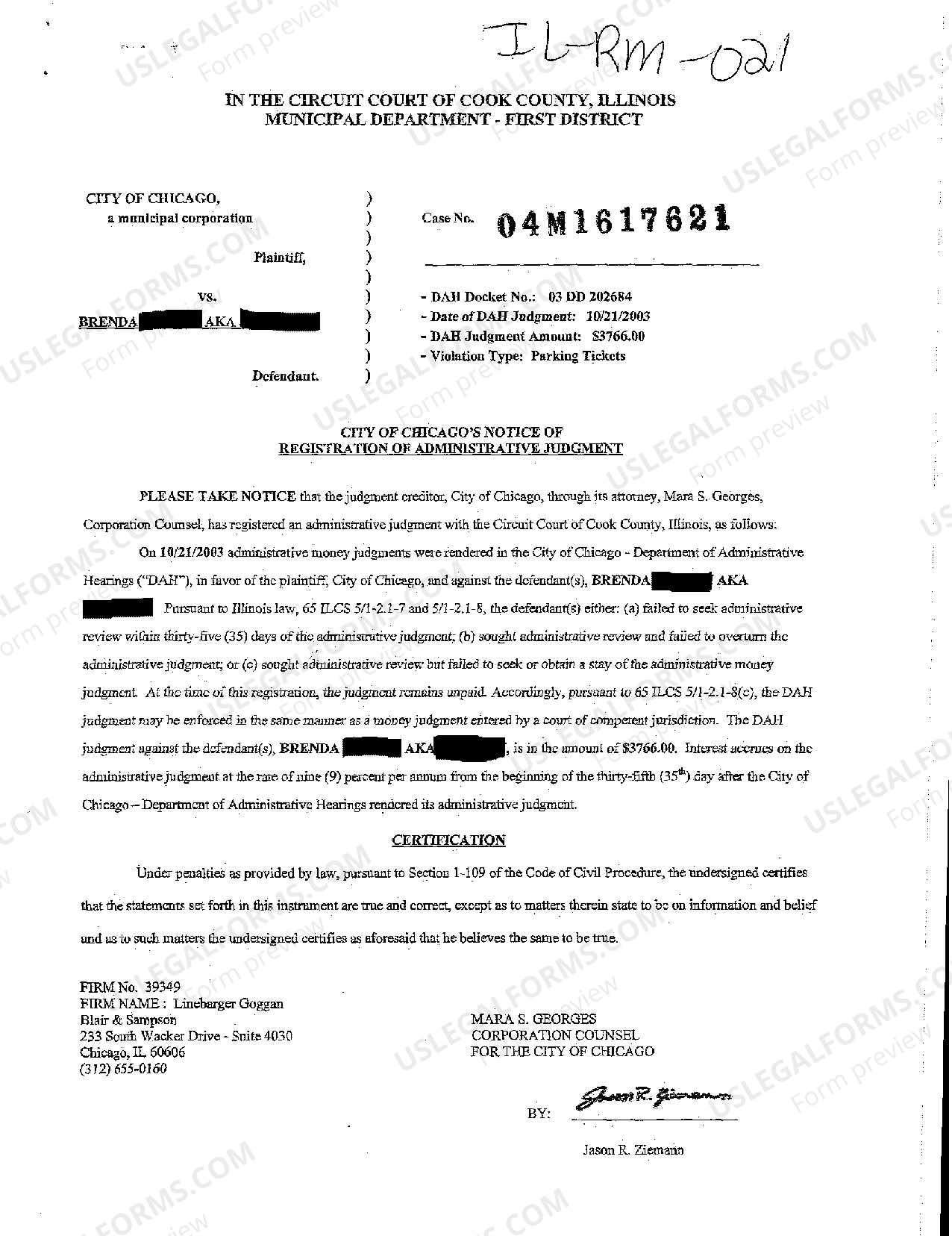 Illinois Registration Of Administrative Judgment | US Legal Forms