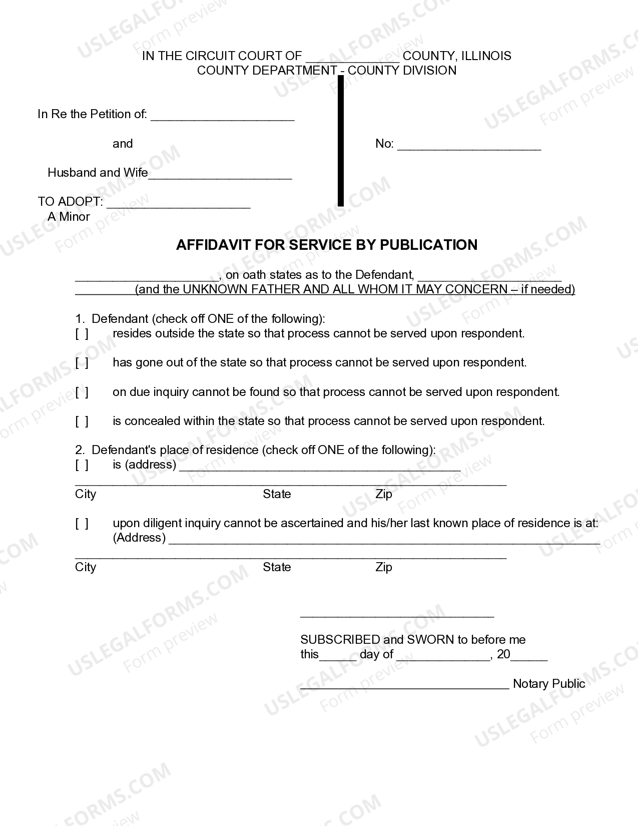 Illinois Affidavit for Service by Publication | US Legal Forms