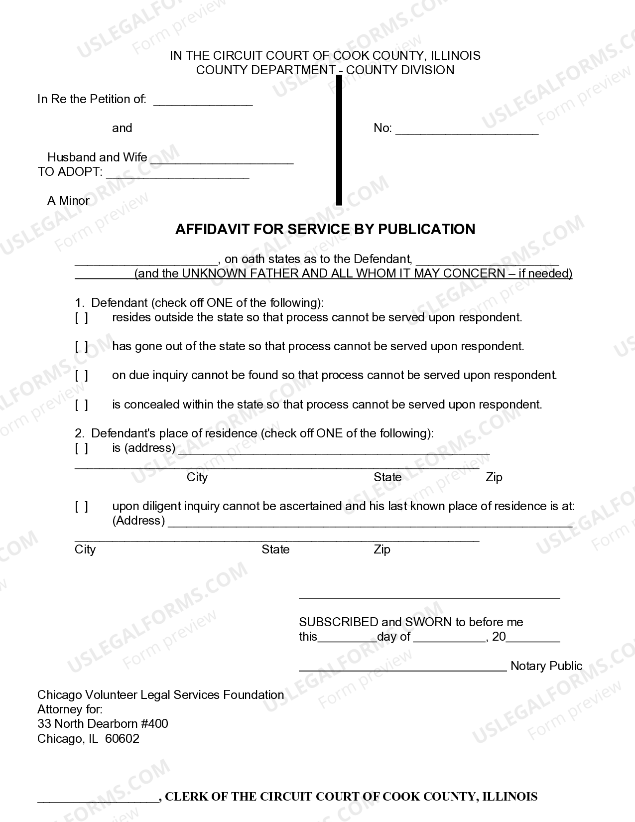 Illinois Affidavit for Service by Publication | US Legal Forms
