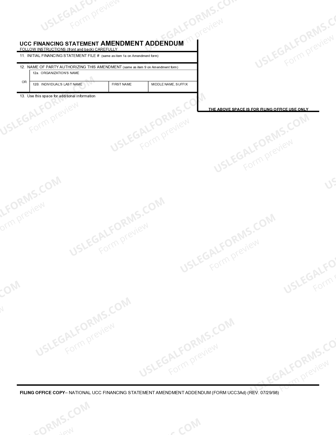 Illinois UCC3 Financing Statement Amendment Addendum - Ucc Financing ...