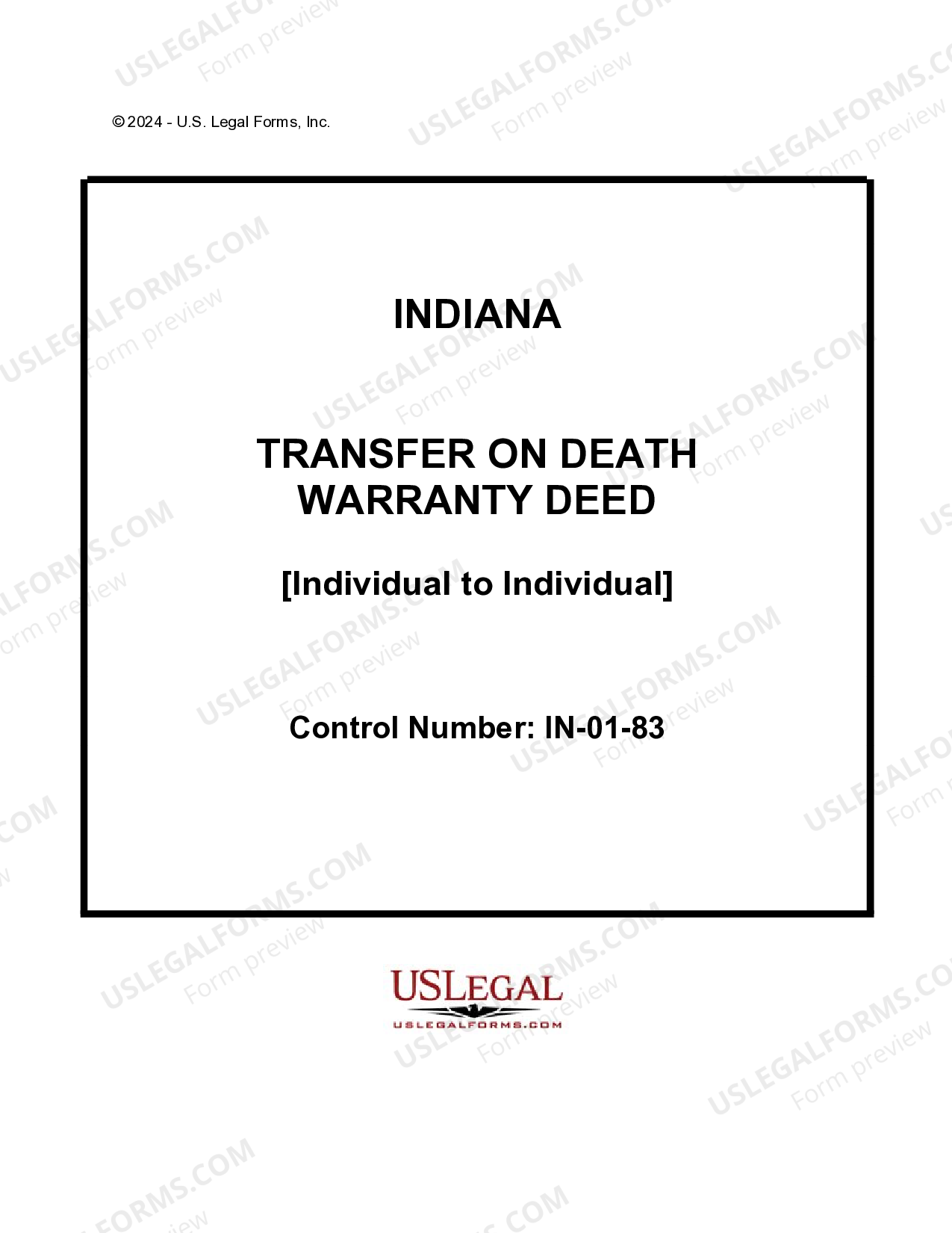 Indiana Beneficiary Transfer on Death Warranty Deed from Individual to ...