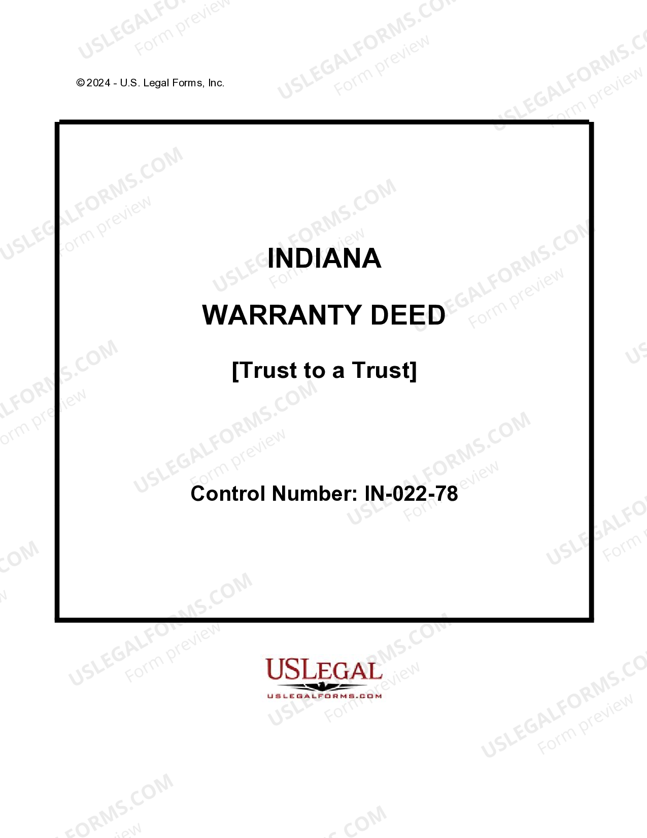 Indiana Warranty Deed - Trust to a Trust | US Legal Forms