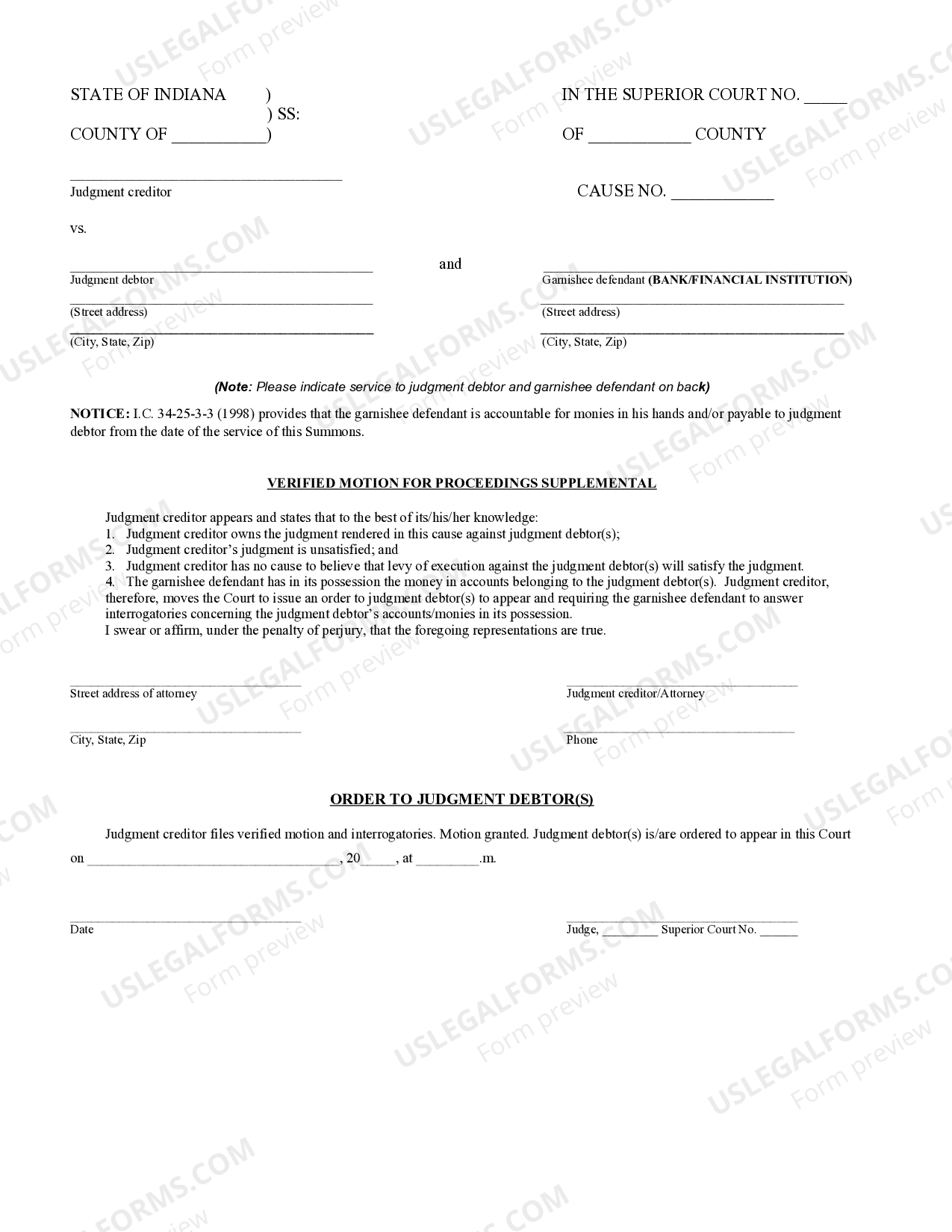 Indiana Verified Motion for Proceedings Supplemental - Proceedings ...