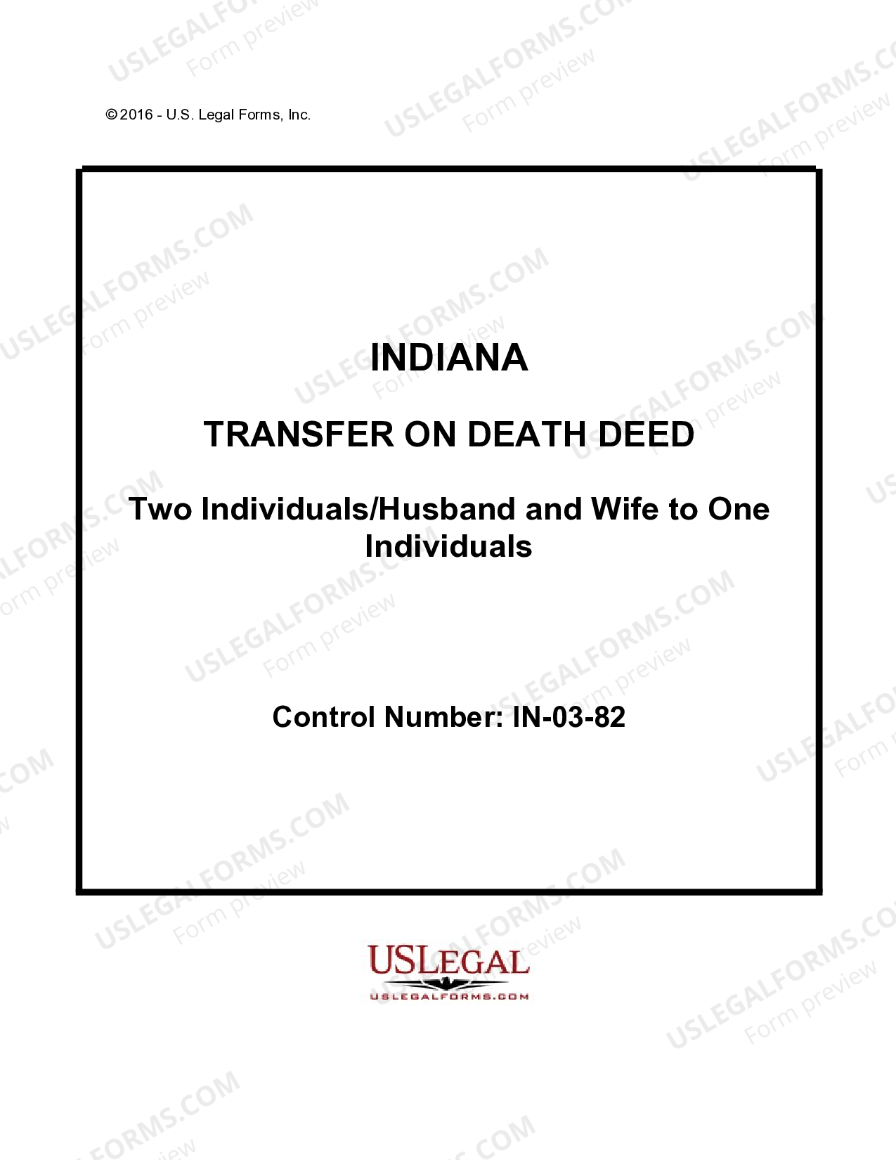 Indiana Transfer on Death Deed - TOD from Two Individuals / Husband and ...