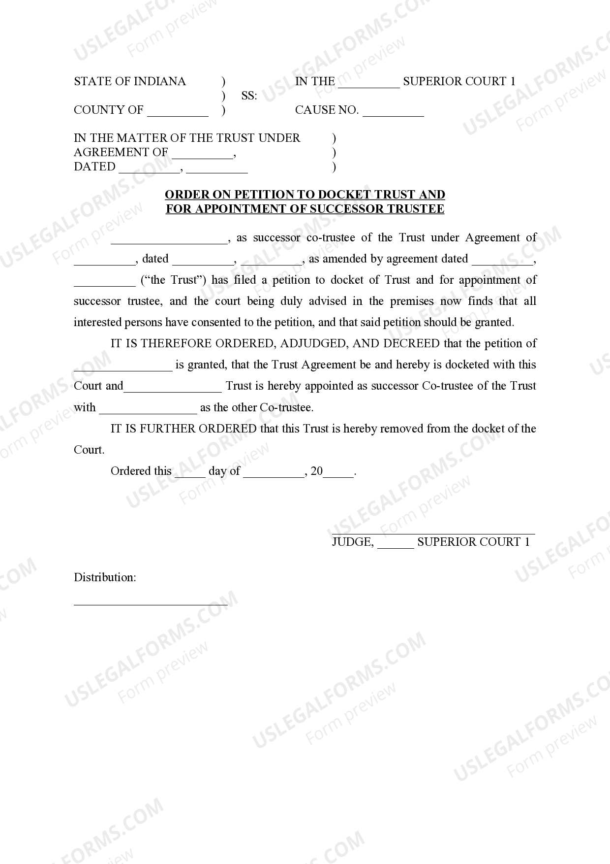 Indiana Order on Petition to Docket Trust and For Appointment of ...